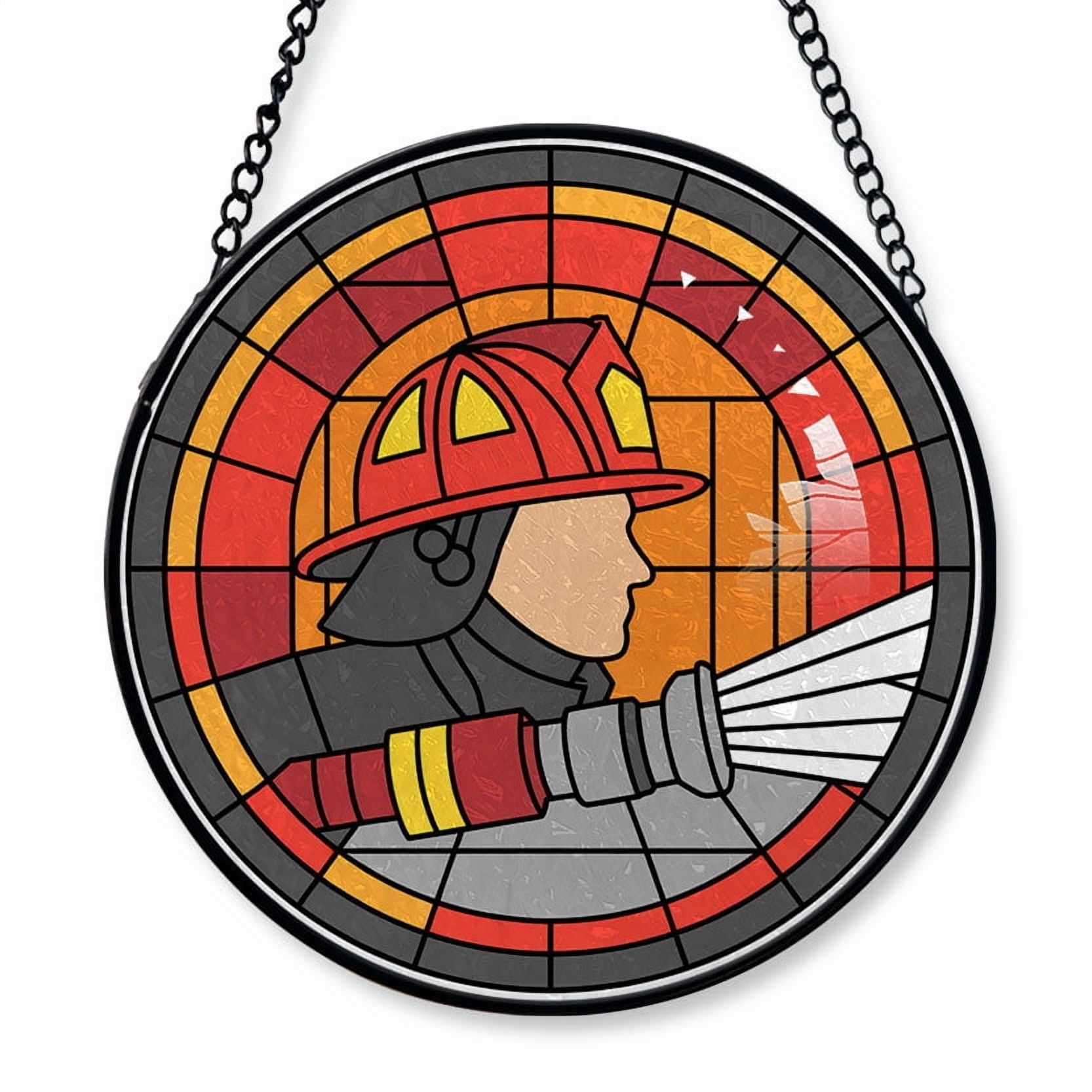 Firefighter Stained Glass Suncatcher Window Hanging – Christmas 2025 ...