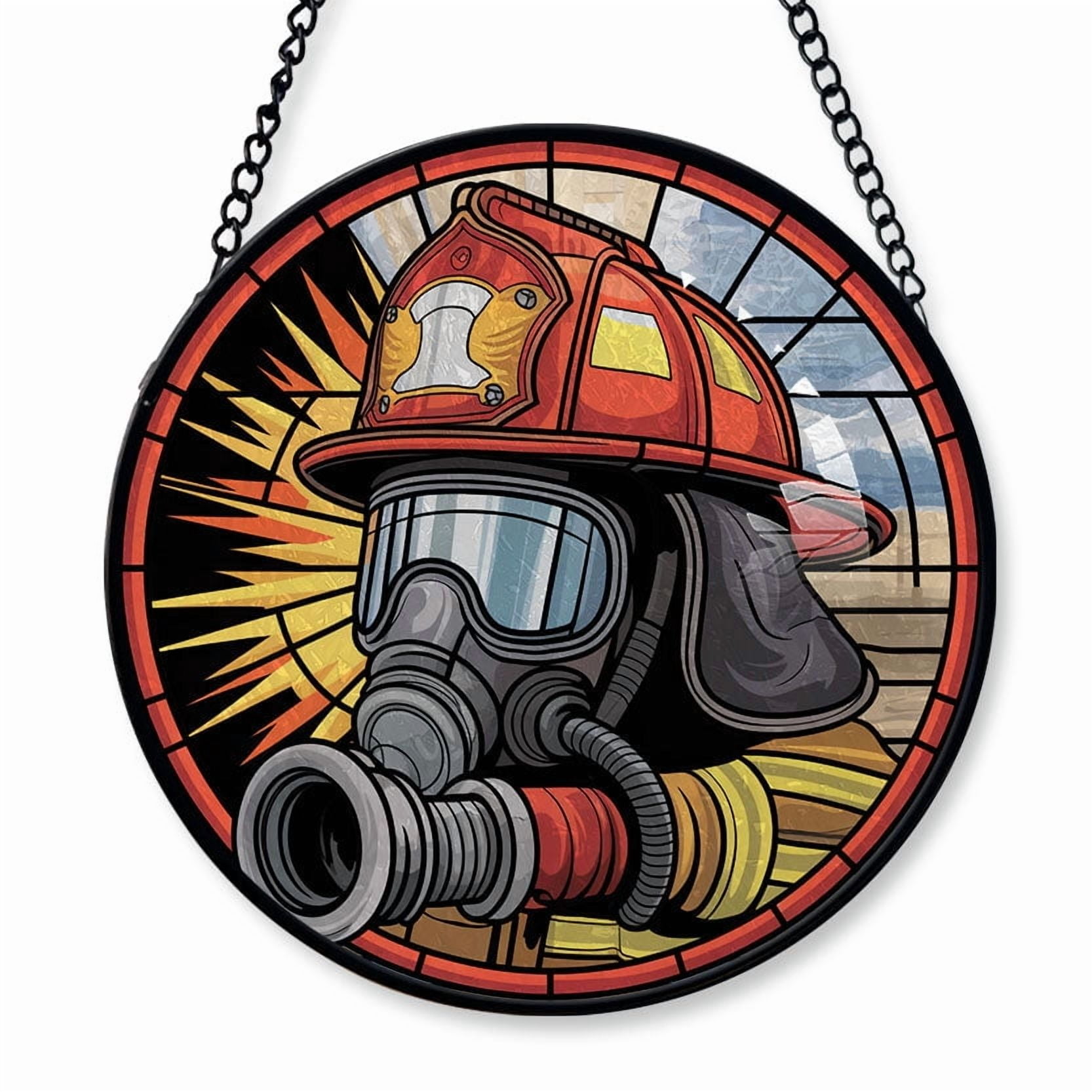 Firefighter Stained Glass Suncatcher Window Hanging – Custom Text ...