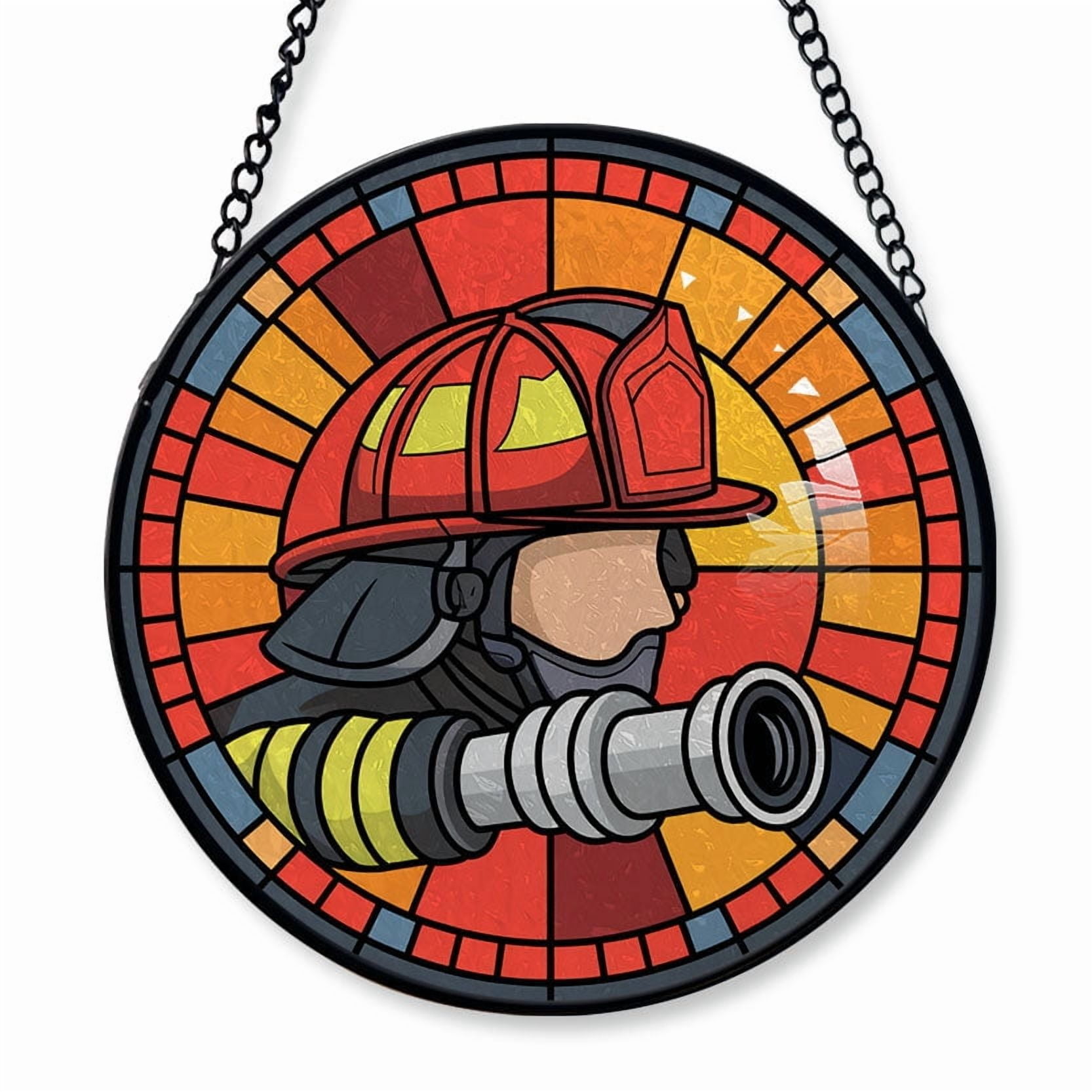 Firefighter Stained Glass Suncatcher Window Hanging – Personalized ...