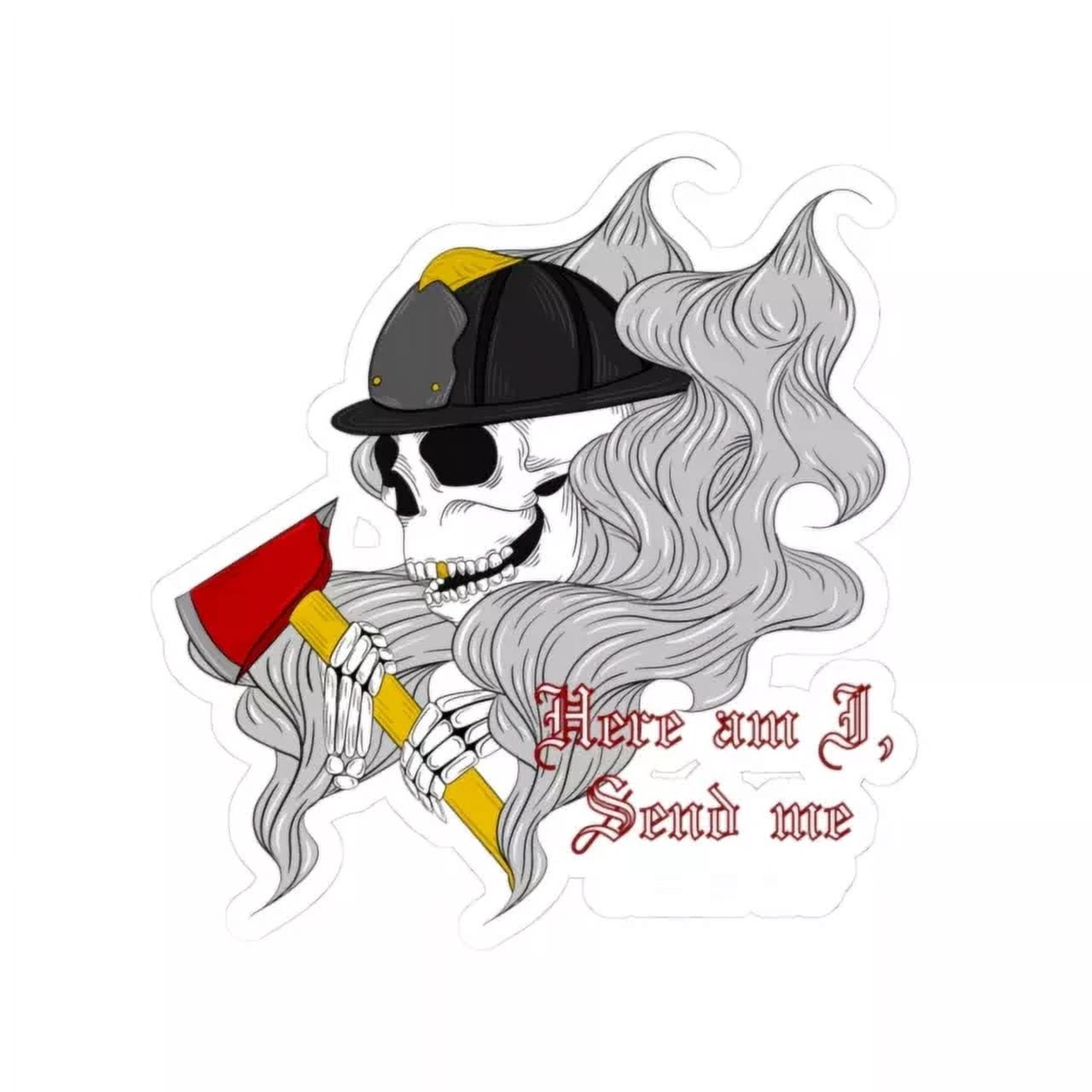 Firefighter Stickers Here Am I Send Me Bible Verse Quotes Illustration ...