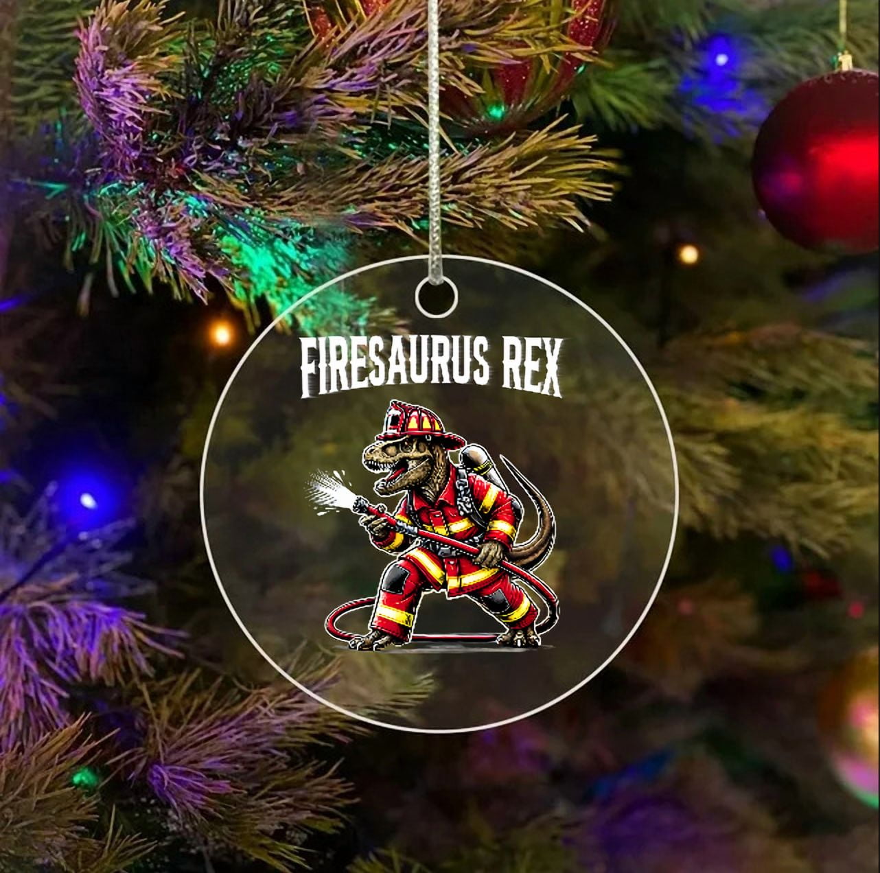 Firefighter T Rex Dinosaur Firesaurus Fireman Boy Ornament, Home ...