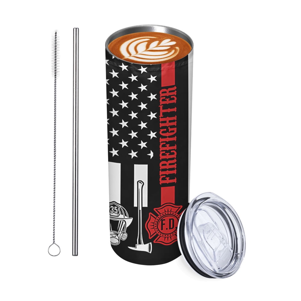 Firefighter The Thin Red Line American Flag 20oz Coffee Mug Cup ...