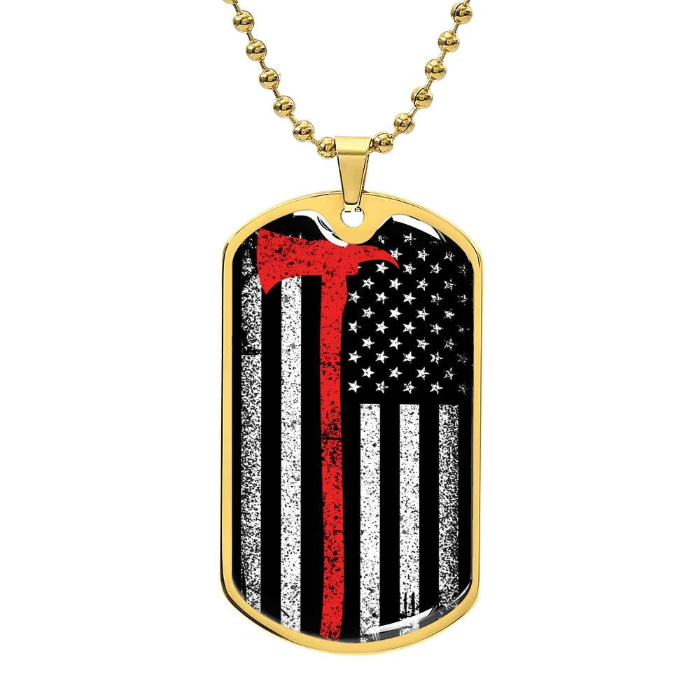 Firefighter Thin Red Line - Military Style Dogtag - Graphic Military ...