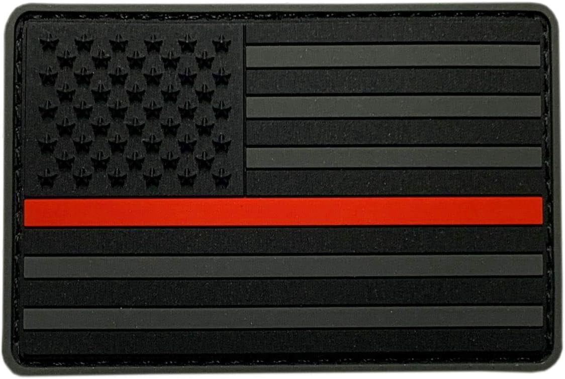 Firefighter Thin Red Line USA Flag Patch [PVC Rubber-F9] - Walmart.com