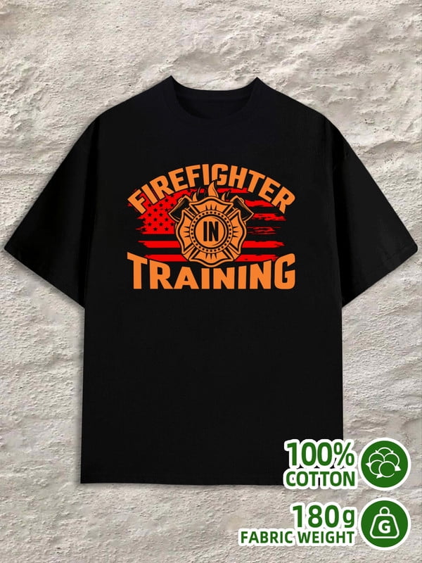 Firefighter Training Tee for men black 180G 100% Cotton spring and ...
