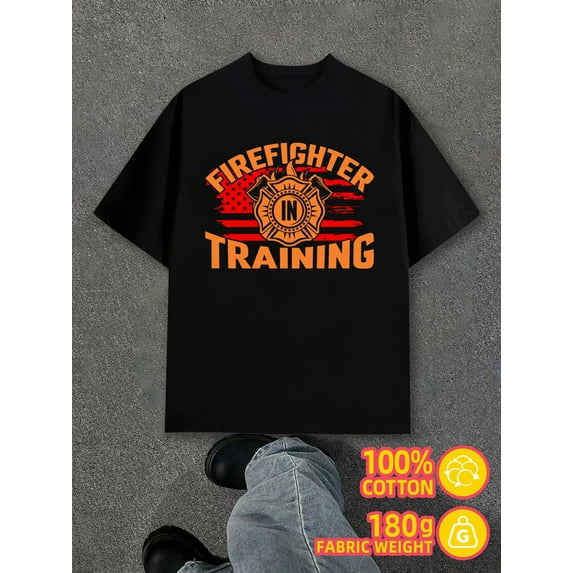 Firefighter Training Tee men's black 180G 100% Cotton Daytime and ...