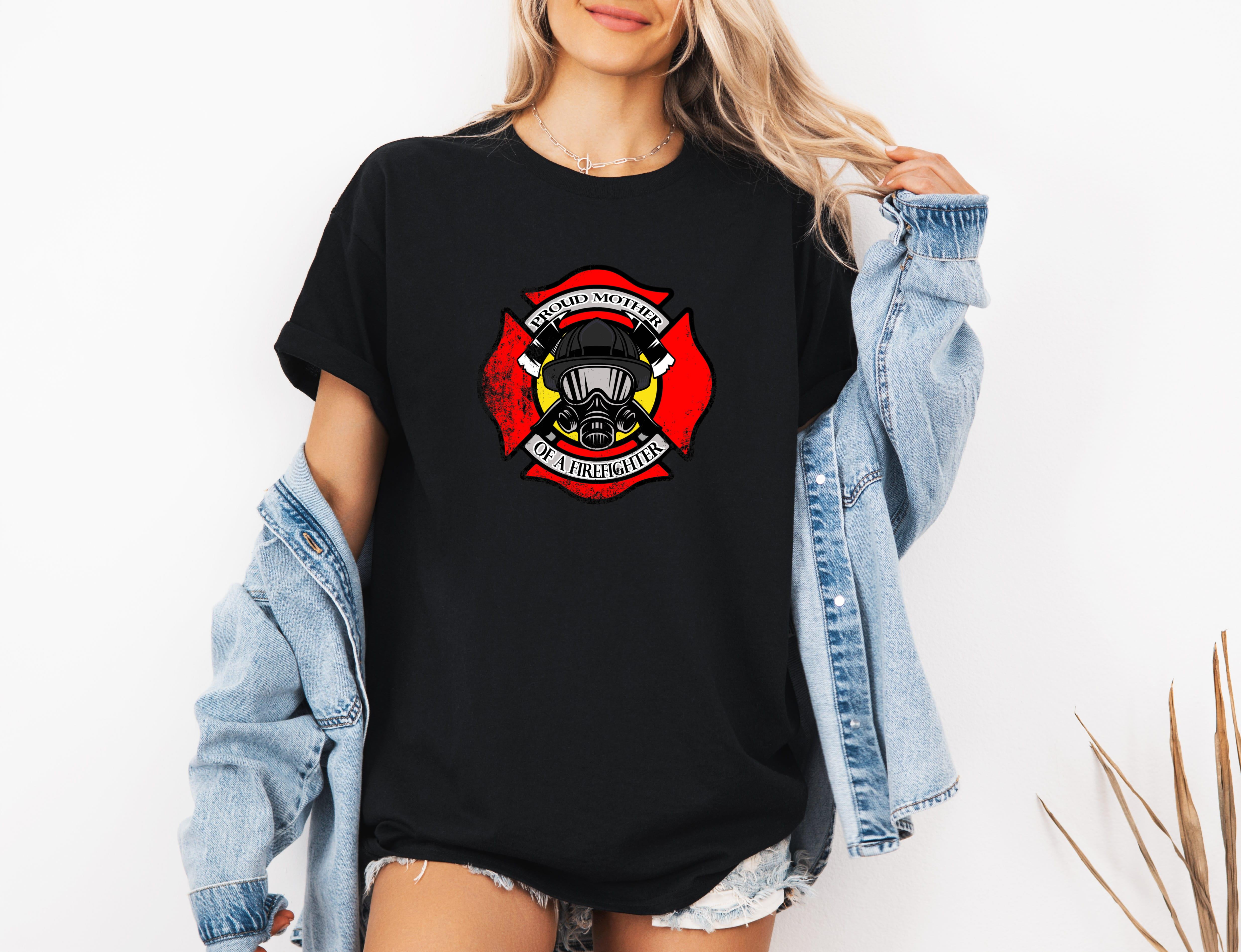 Firefighter Tribute T-Shirt With Proud Family Graphic And Badge Icon ...