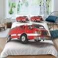 Firefighter Truck Duvet Cover Set Kids Firemen Car Vehicle Bedding Set ...