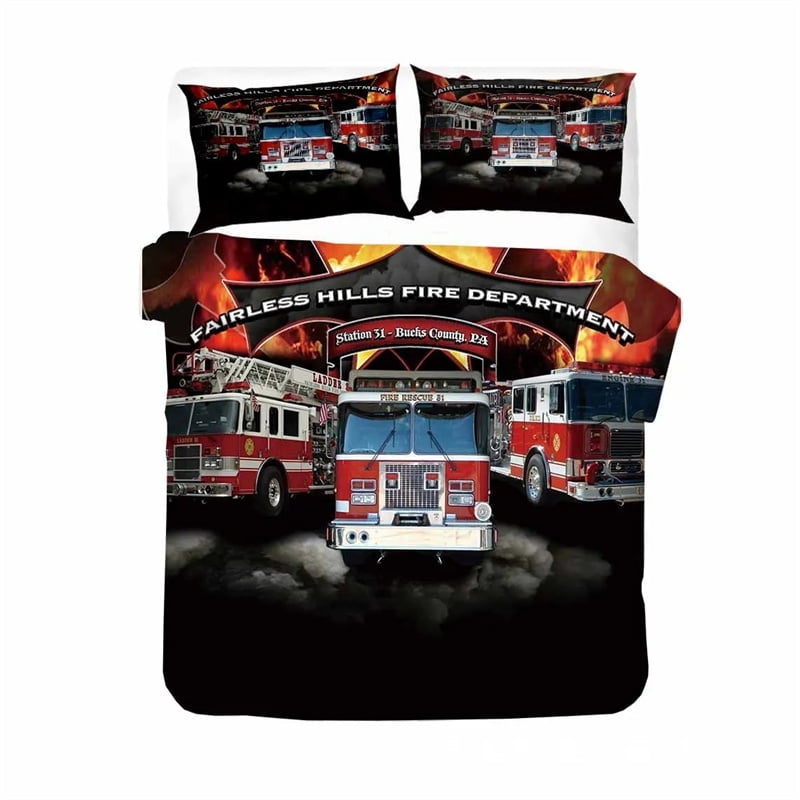 Firefighter Truck Red Firemen Car Bedding Sets exquisite bed supplies ...