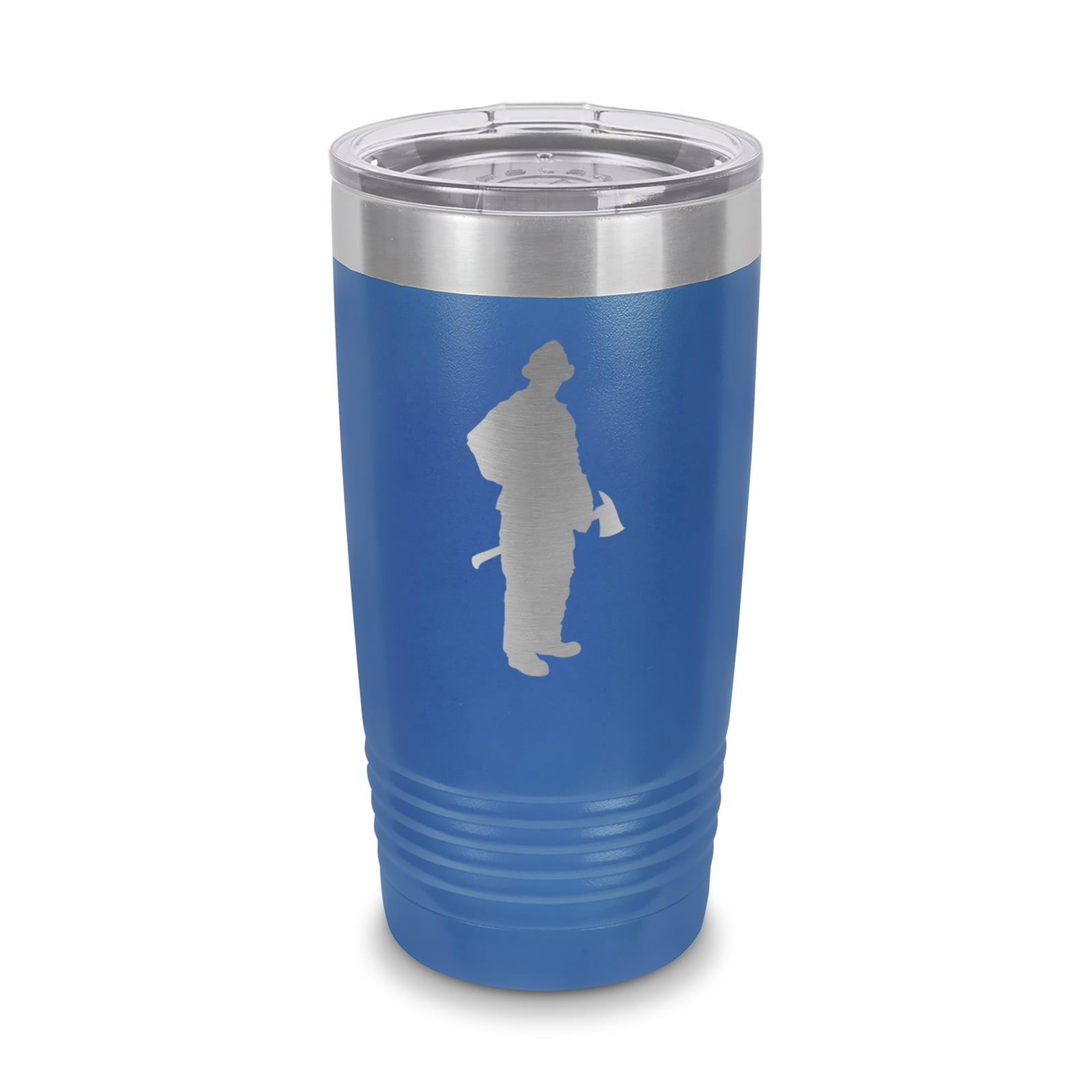 Firefighter Tumbler 20 oz - Laser Engraved w/ Clear Lid - Stainless ...