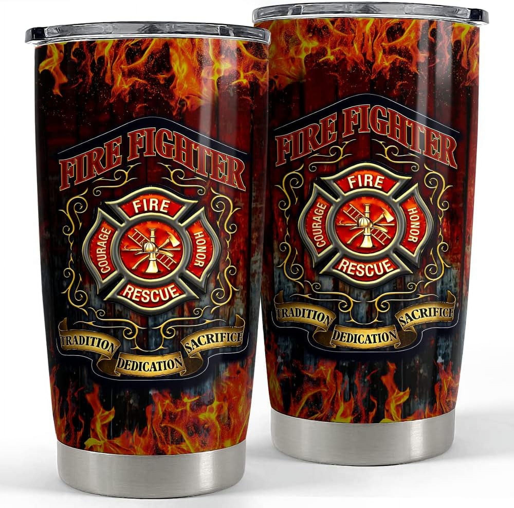Firefighter Tumbler 20oz Tumblers with Lid Gift for Firemen Fire ...