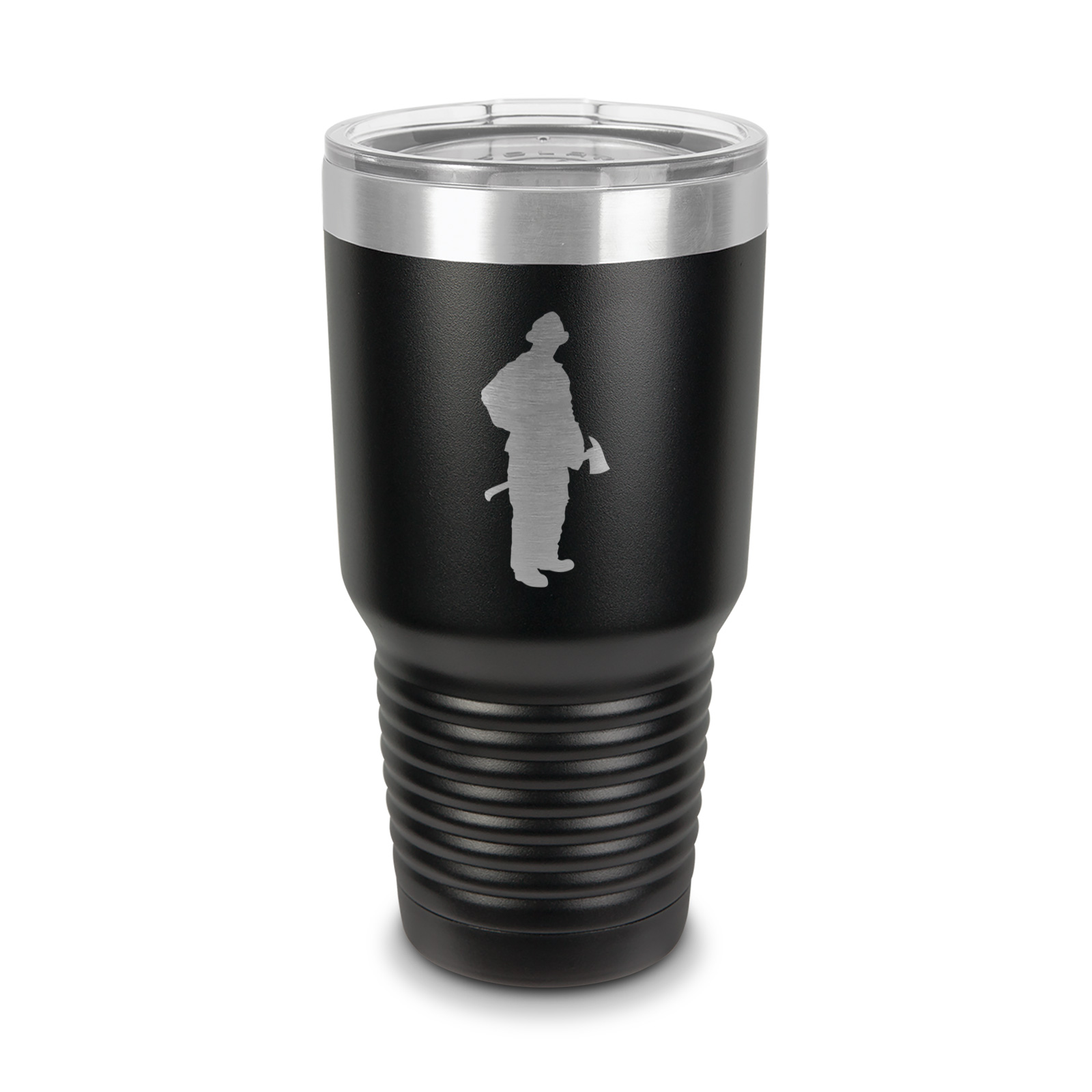 Firefighter Tumbler 30 oz - Laser Engraved w/ Clear Lid - Stainless ...