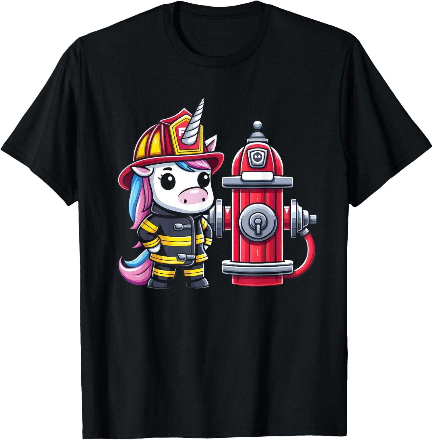 Firefighter Unicorn Fire Hydrant Fireman Firefighting T-Shirt - Walmart.com