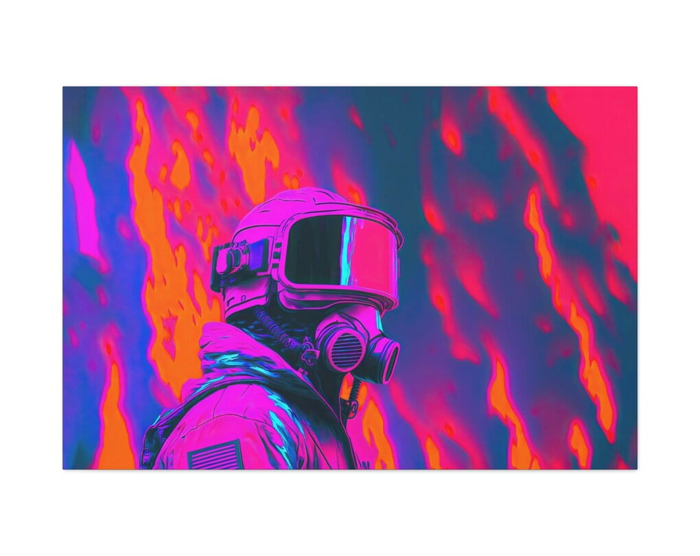Firefighter Vaportwave Art Art Large Print, Man Cave, Video Game, Retro ...