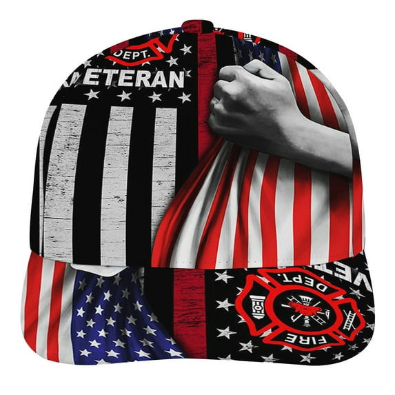Firefighter Veteran American flag US baseball cap hat - Walmart.com