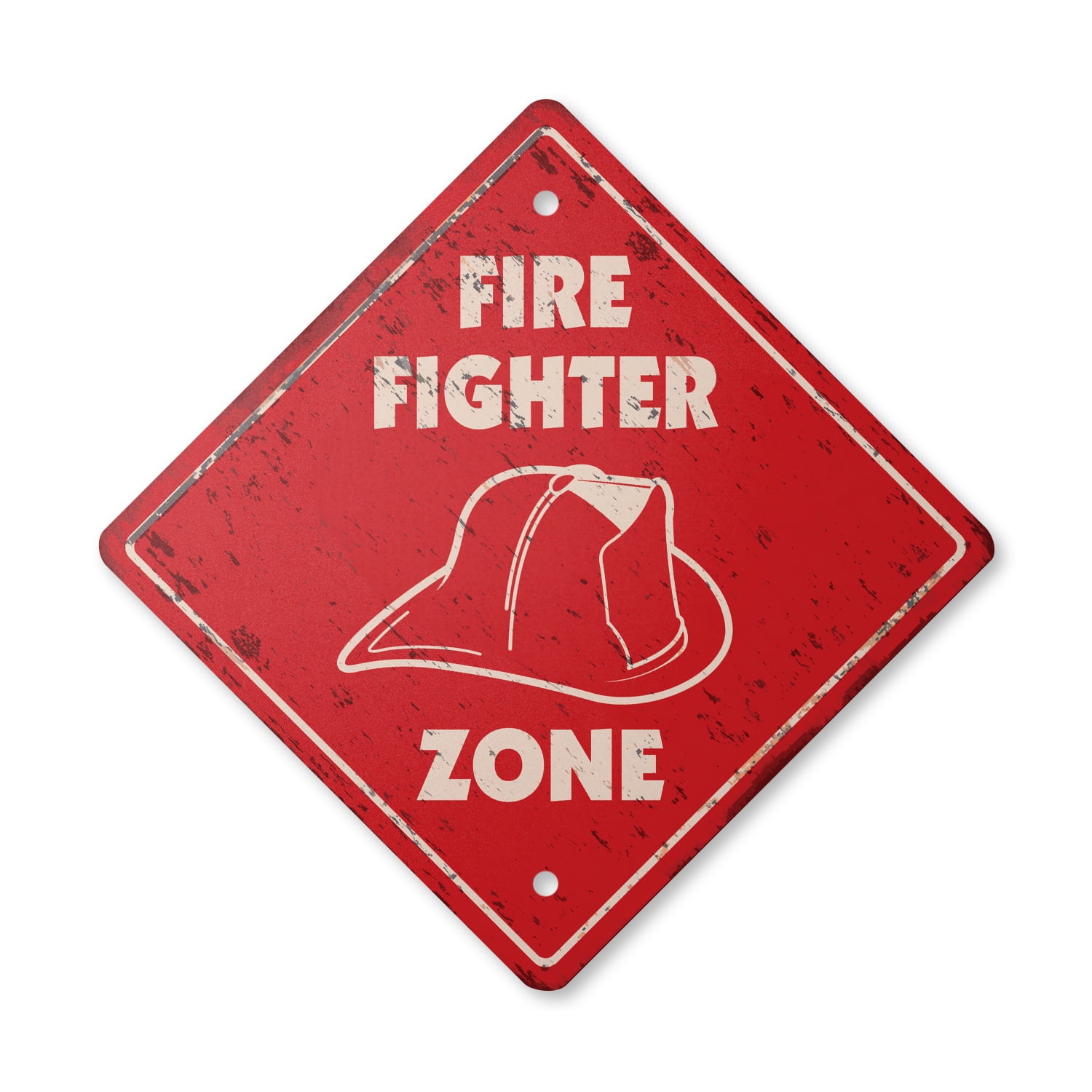 Firefighter Vintage Crossing Sign Zone Xing | Indoor/Outdoor Plastic ...
