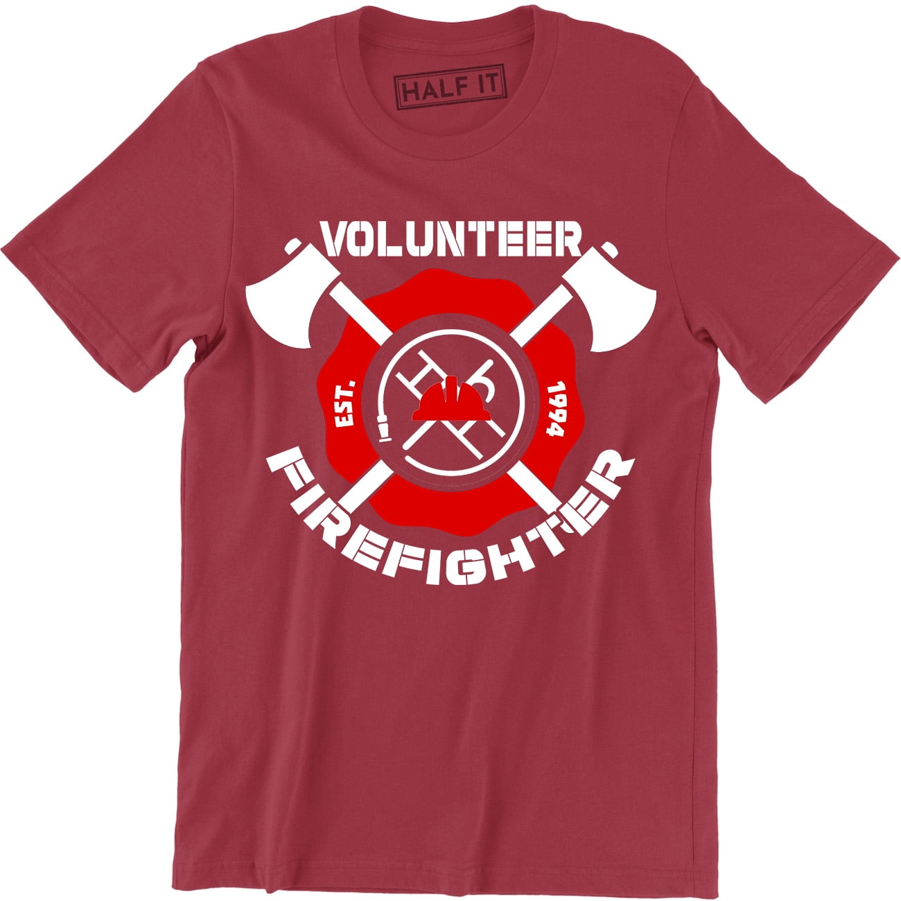 Firefighter Volunr Fire Rescue Thin Red Line Department Mens Tee ...