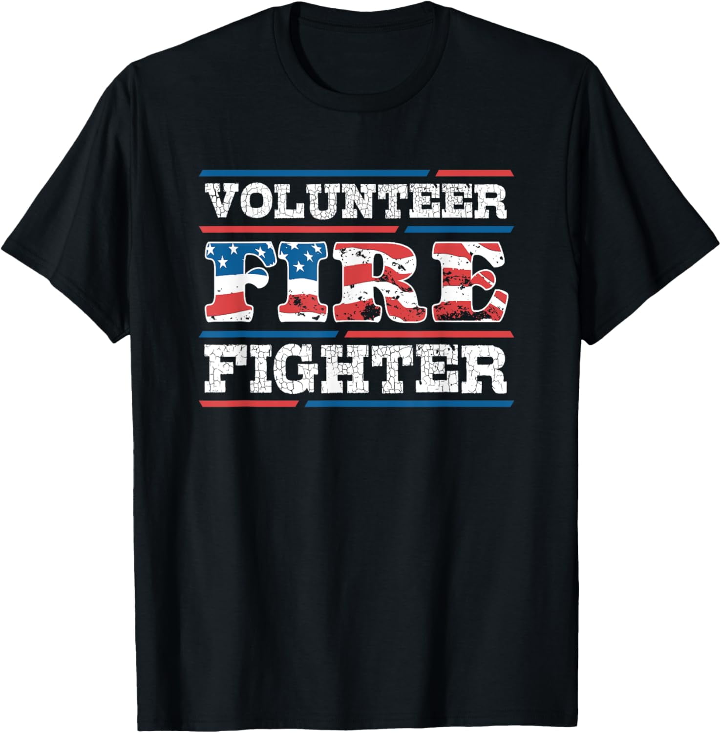 Firefighter Volunteer American Flag Fire Department Fireman T-Shirt men ...