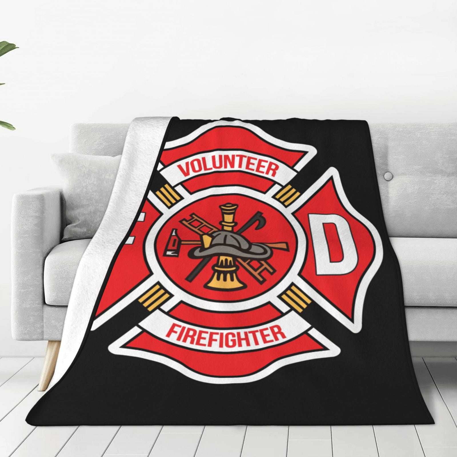 Firefighter Volunteer Fire Department Bed Blanket Sofa Fleece Throw ...
