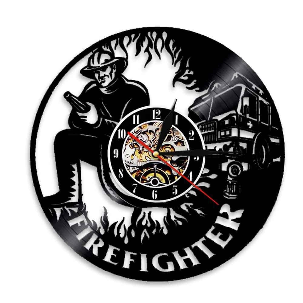 Firefighter Wall Clock Firemen Personalised Vinyl Music Record Clock ...
