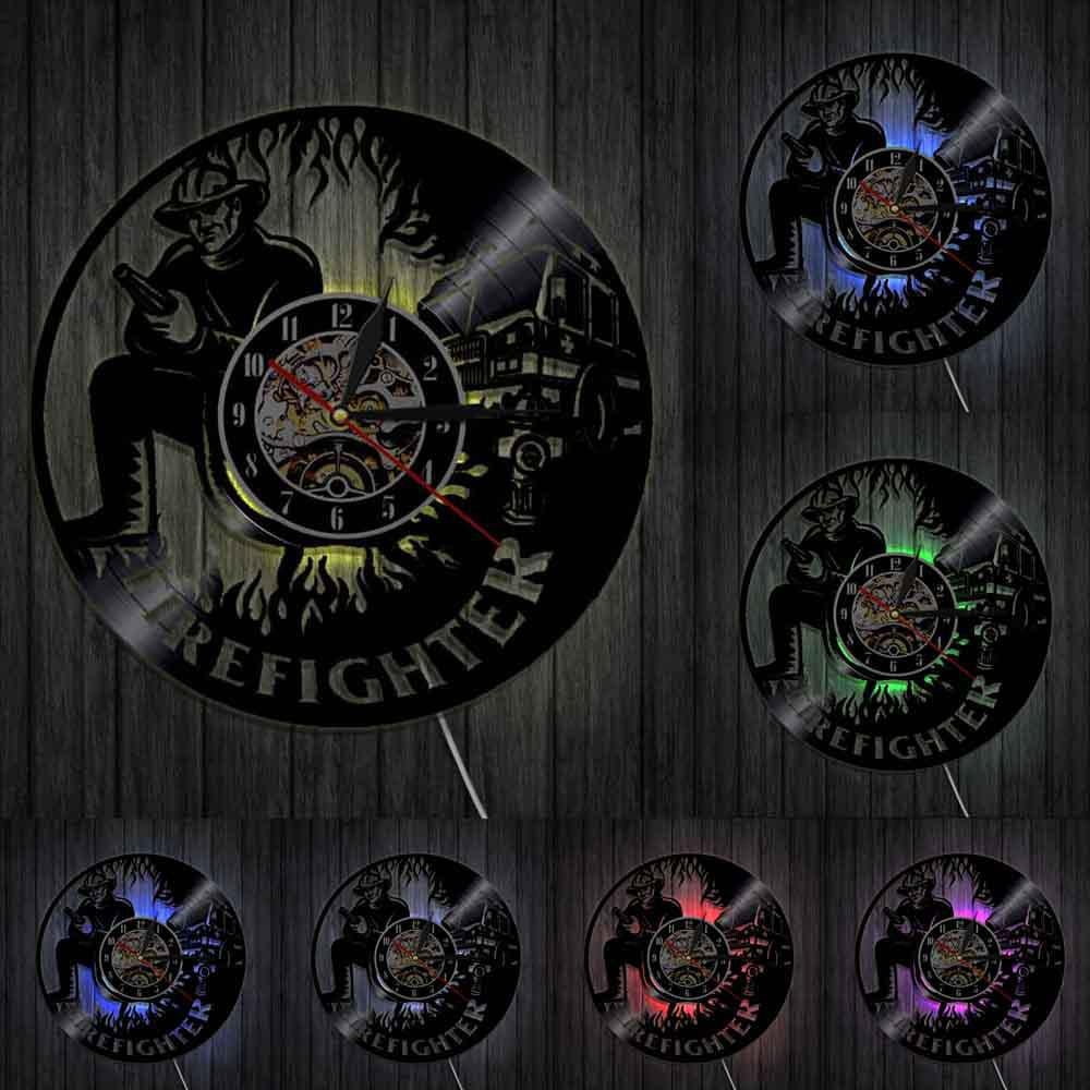 Firefighter Wall Clock Firemen Personalised Vinyl Music Record Clock ...