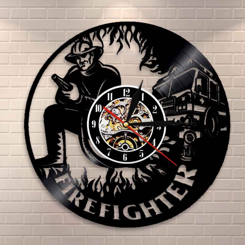 Firefighter Wall Clock Firemen Personalised Vinyl Music Record Clock ...