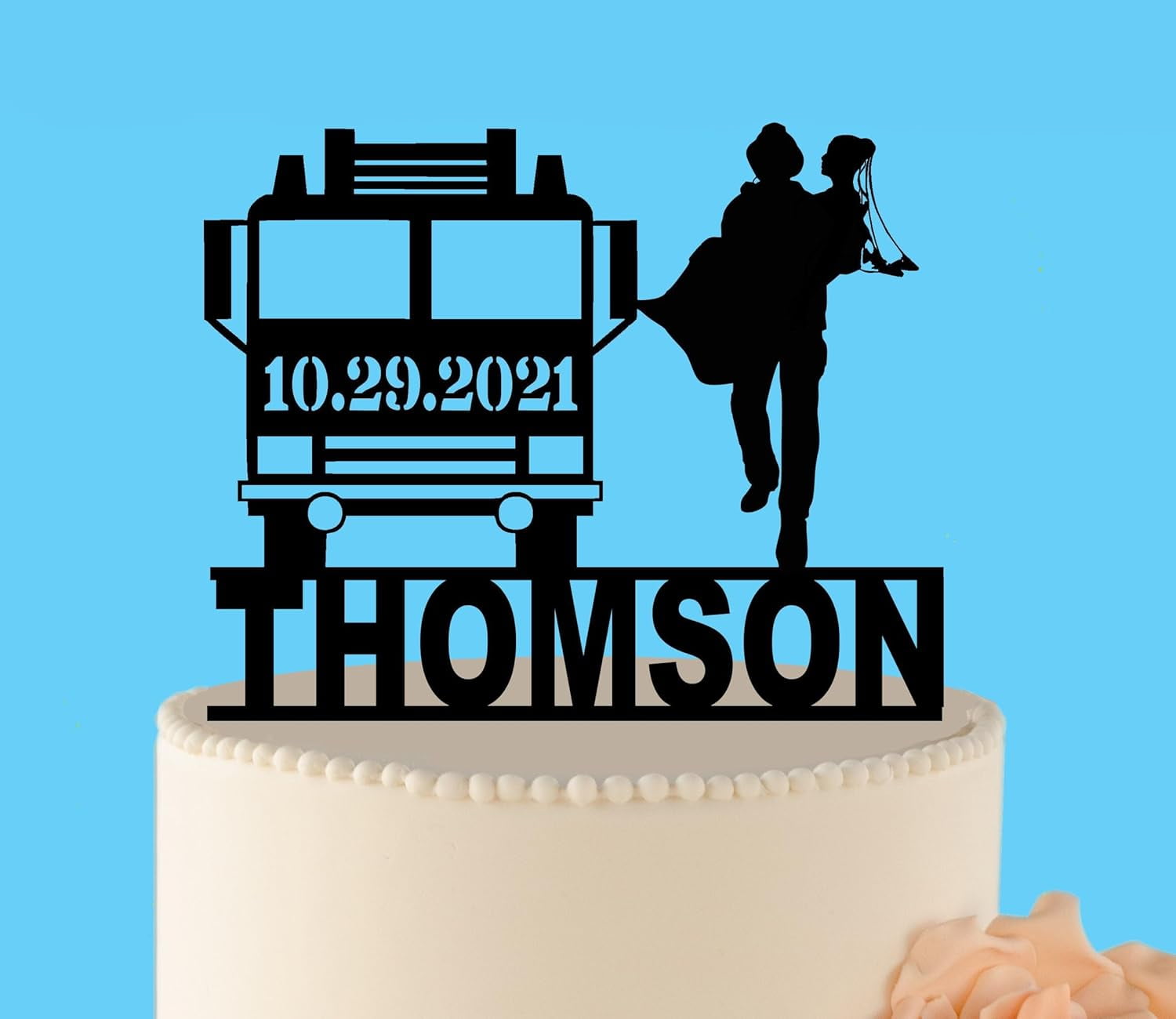 Firefighter Wedding Cake Topper,Fireman Cake Toppers,Truckman Silhouett ...