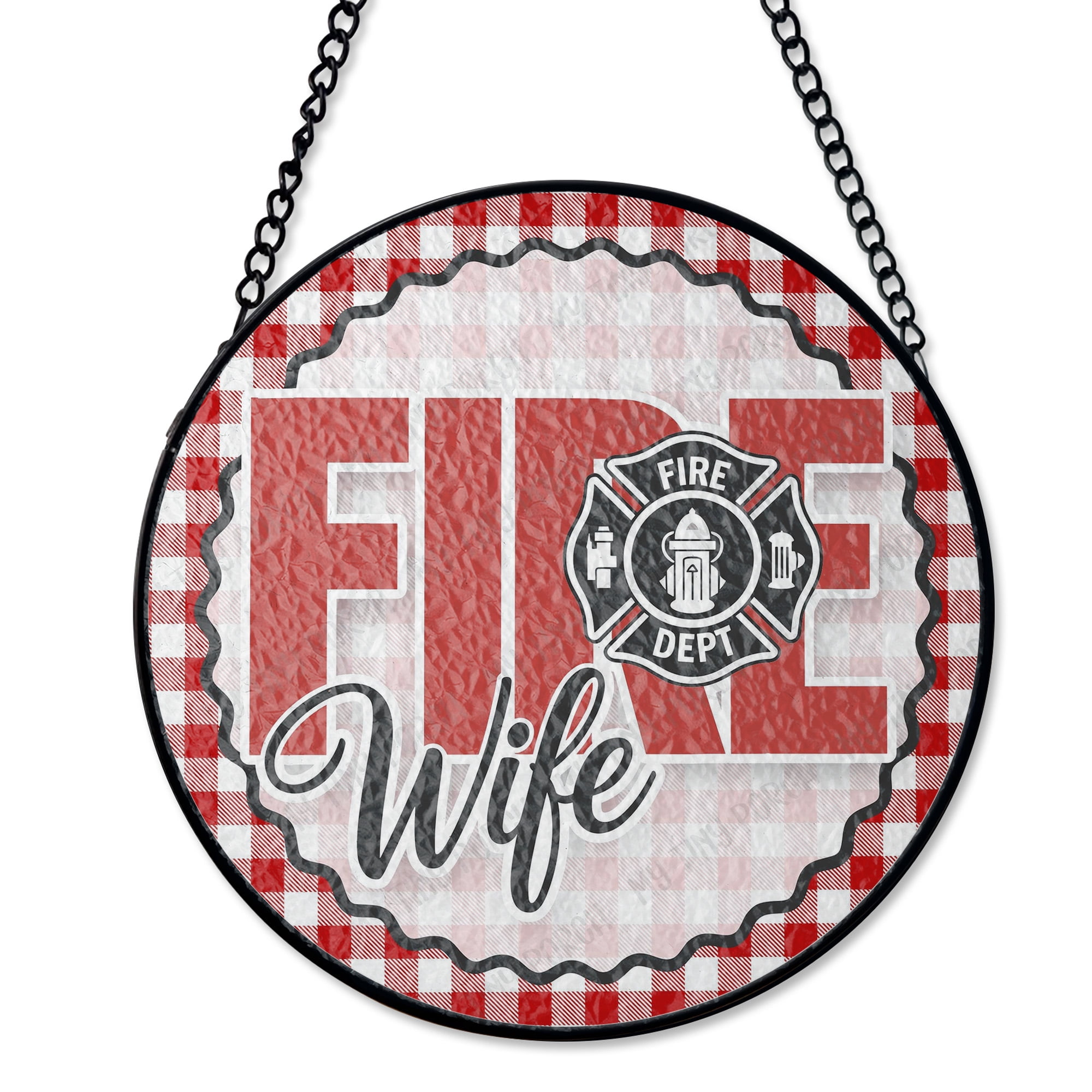 Firefighter Wife Hero Support Stained Glass Suncatcher UV Printed Glass ...