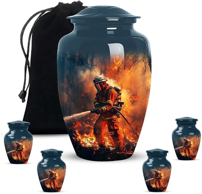 Firefighter Wildfire Urn for Ashes Adult Male 1 Large 4 Keepsake urn ...