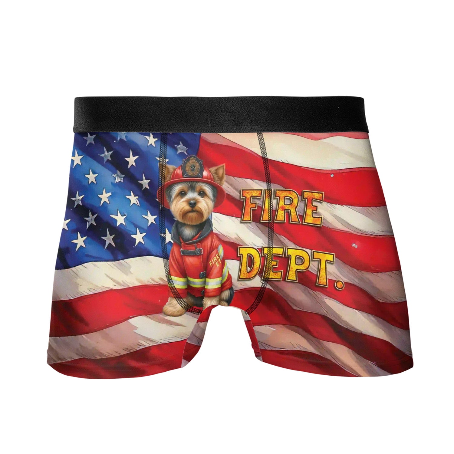 Firefighter Yorkshire Terrier Hero Rescue Fire Dept Fireman USA Flag ...