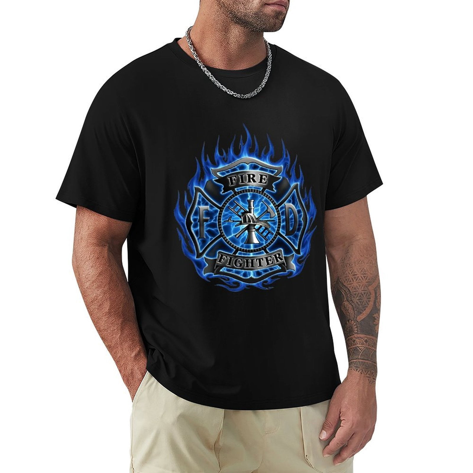 Firefighter Zesty Men's Cotton Short Sleeve HD Print Tee for Casual T ...
