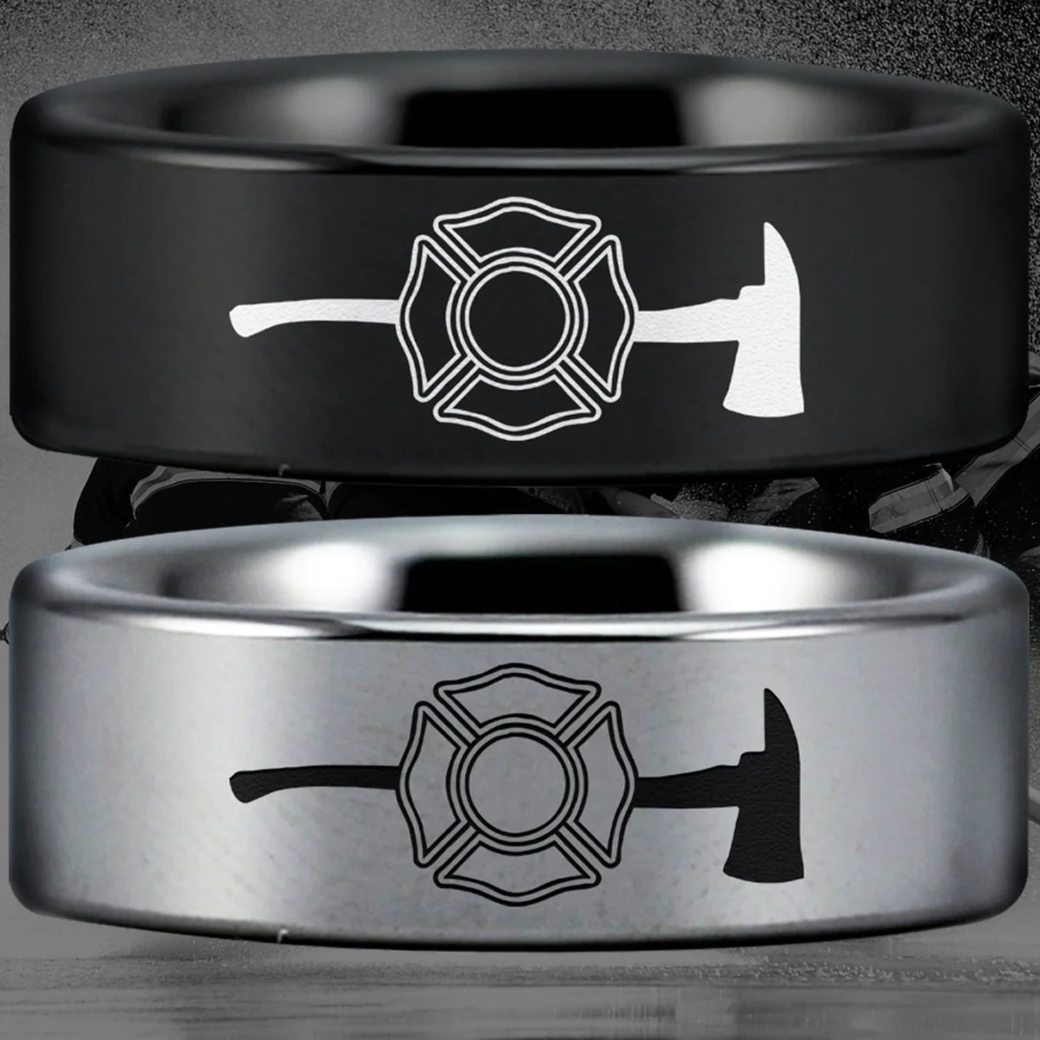 Firefighter's Axe Tungsten Carbide Ring - Walmart.com