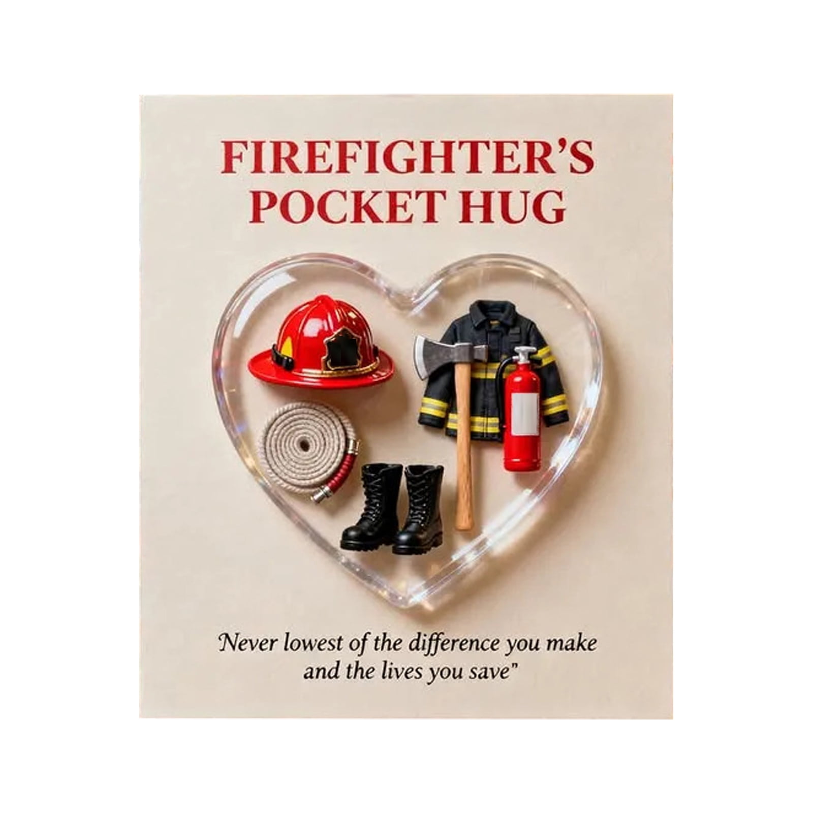 Firefighter's Pocket Hug Gift, Heart - Shaped Acrylic Token With ...