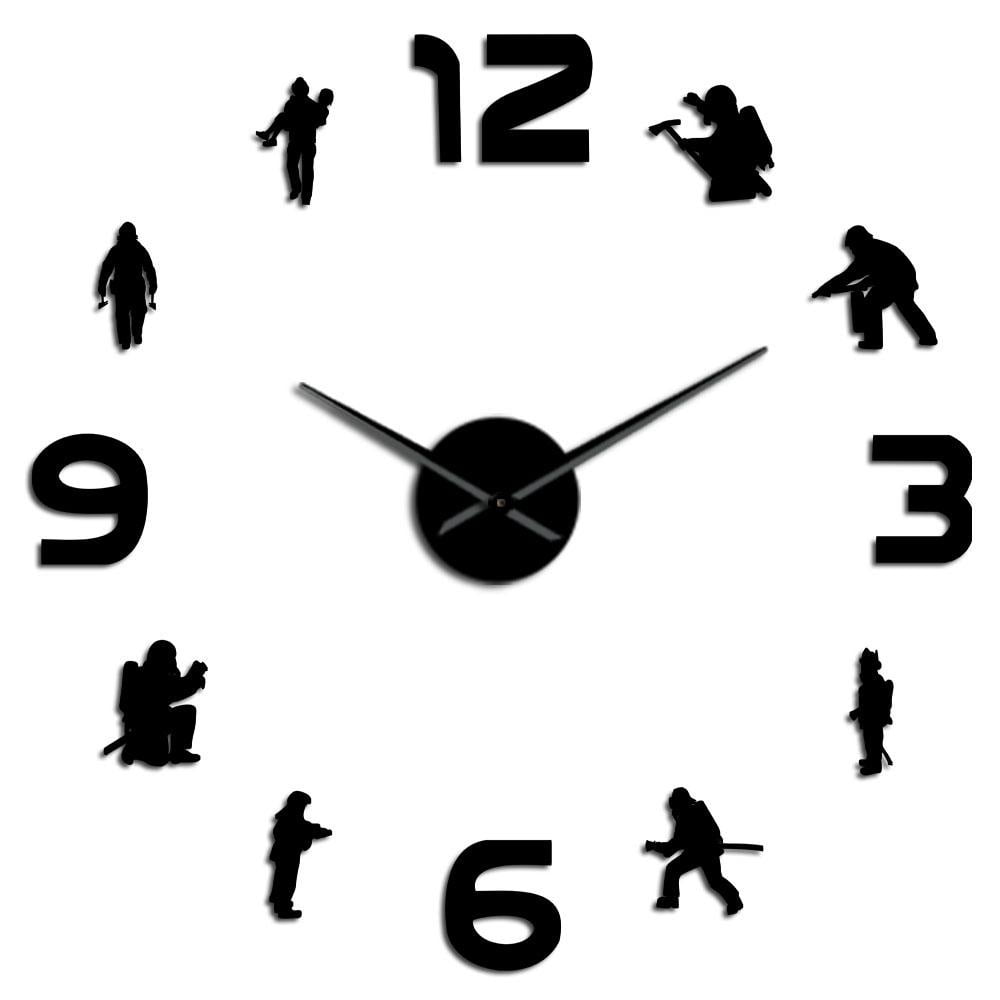 Firefighters Fire Department Frameless Wall Clock Stickers, DIY Modern ...