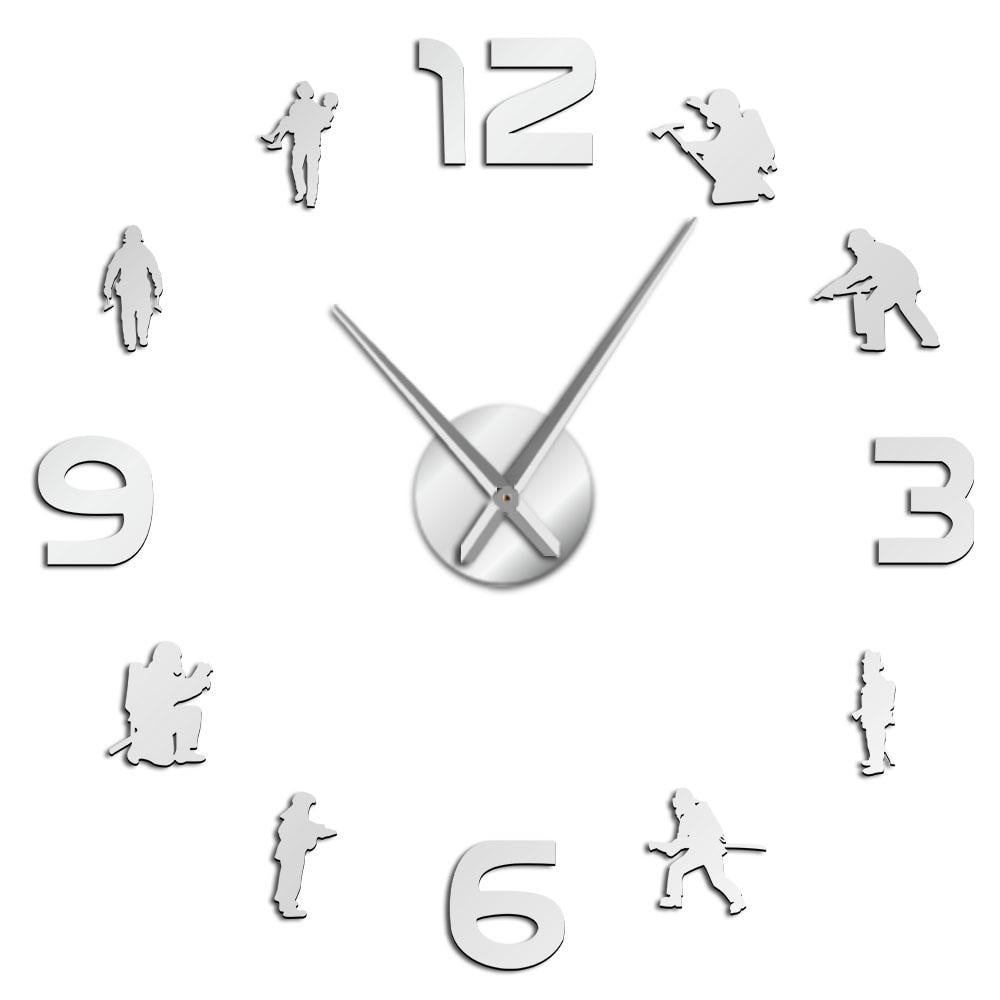 Firefighters Fire Department Frameless Wall Clock Stickers, DIY Modern ...