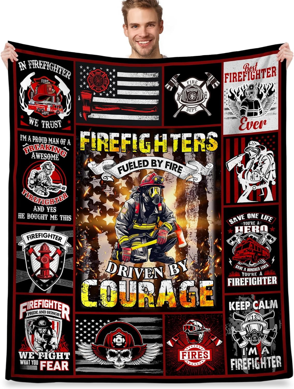Firefighters Gifts Blanket, Heavyweight Polyester Fireman Decorative ...