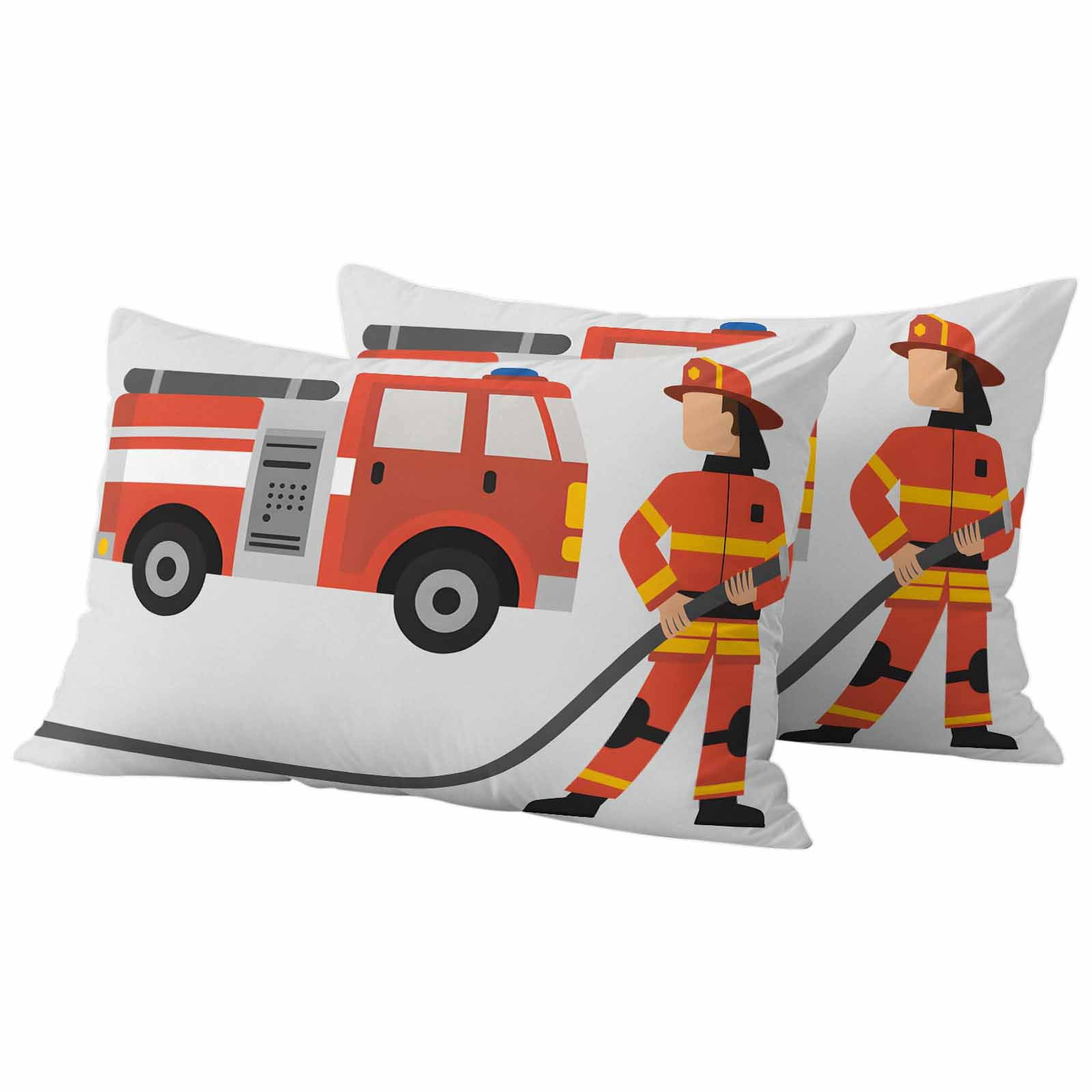 Firefighters Outdoor Waterproof Pillow Covers, Cartoon Red Uniform Fire ...