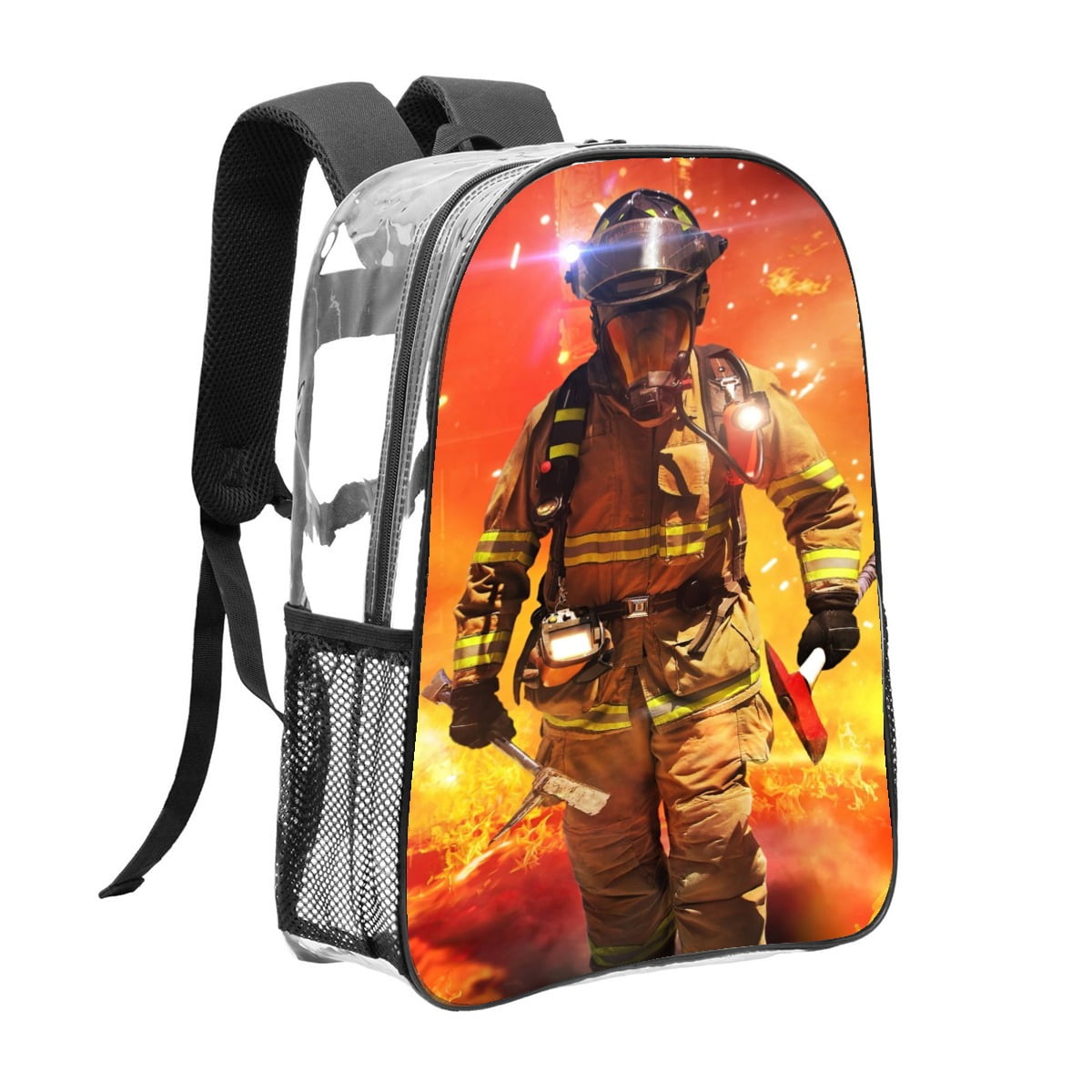 Firefighters Pattern Transparent Backpack Lightweight And fashionable ...