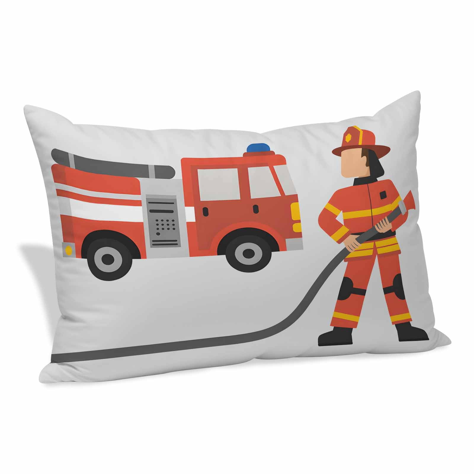 Firefighters Pillow Covers, Linen Long Throw Pillow Case, Cartoon Red ...