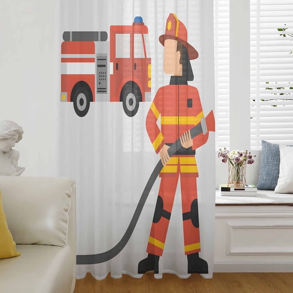 Firefighters Semi Sheer Curtains Drapes for Living Room, Bedroom ...