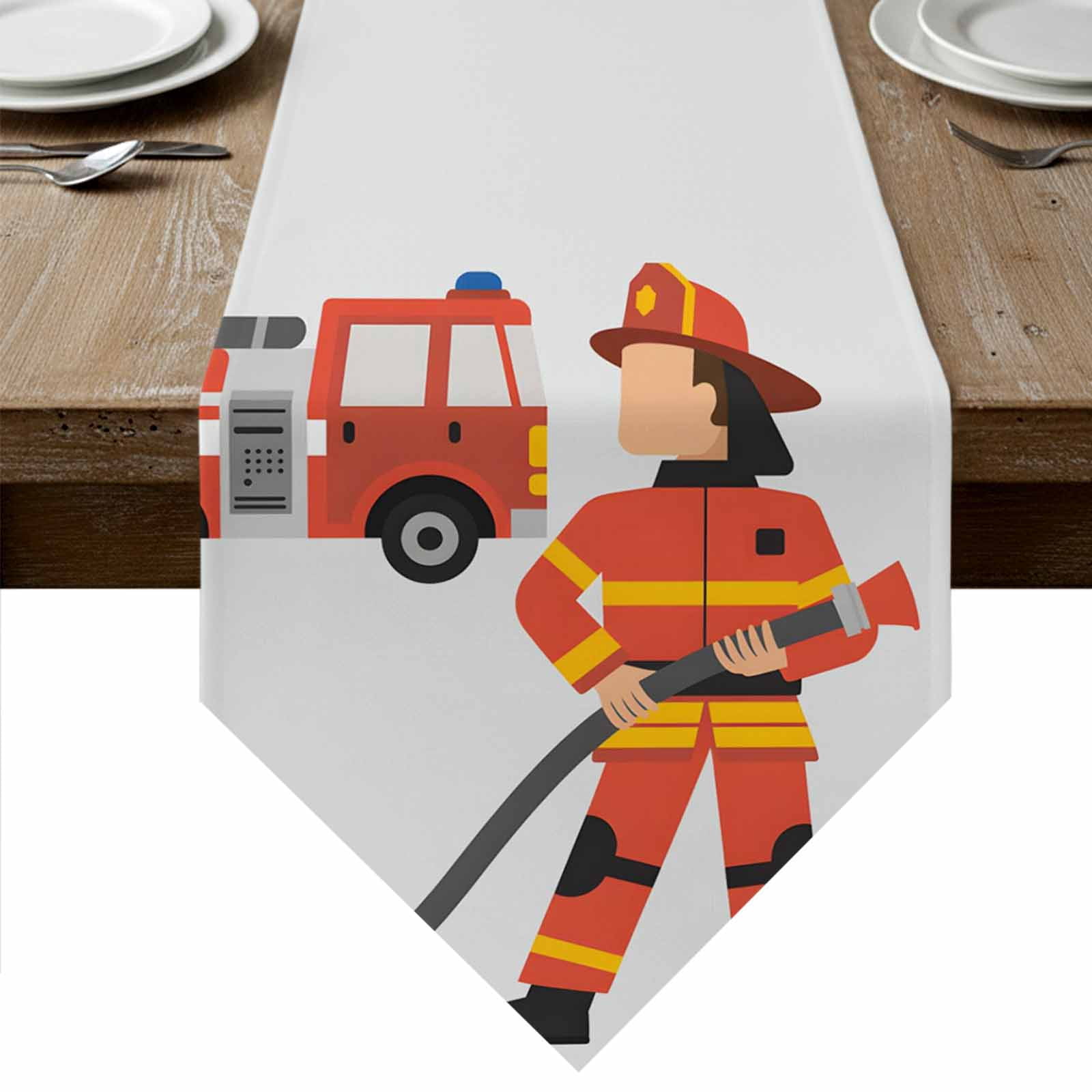 Firefighters Table Runner Linen Burlap Table Runner 72 Inches Long ...