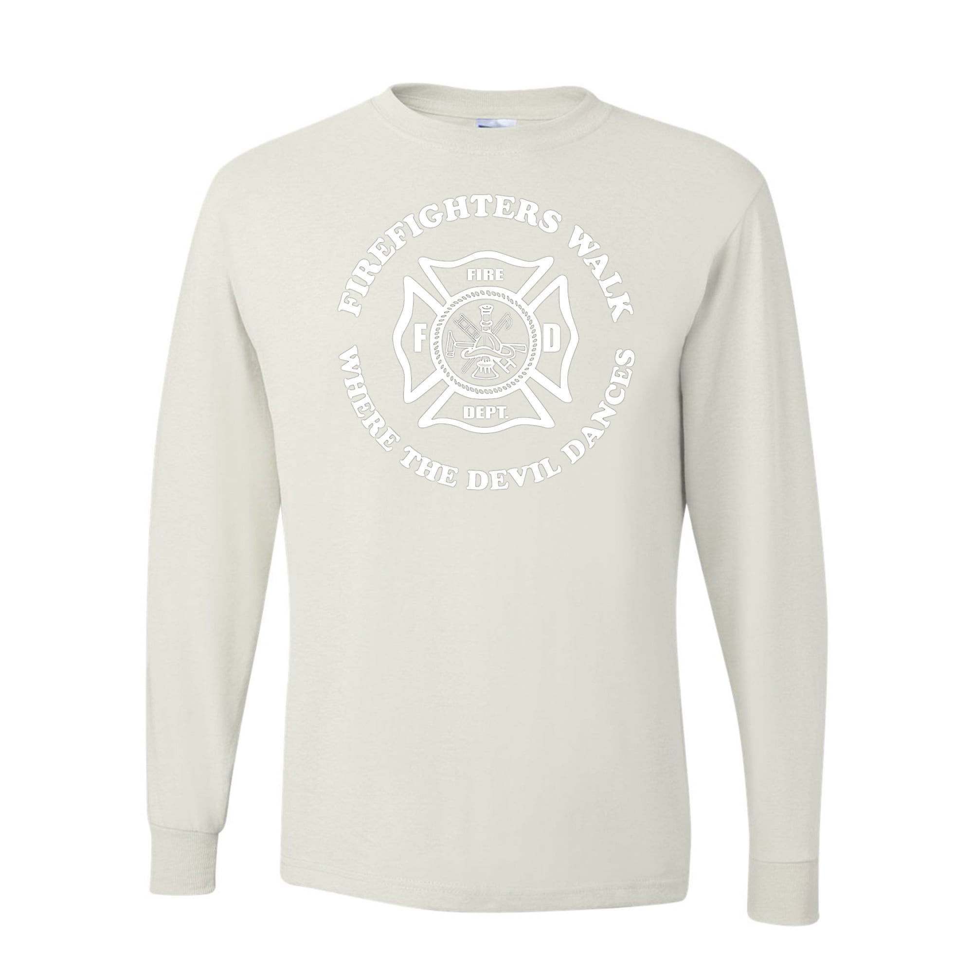 Firefighters Walk Where The Devil Dances Patriotic American Pride Mens ...