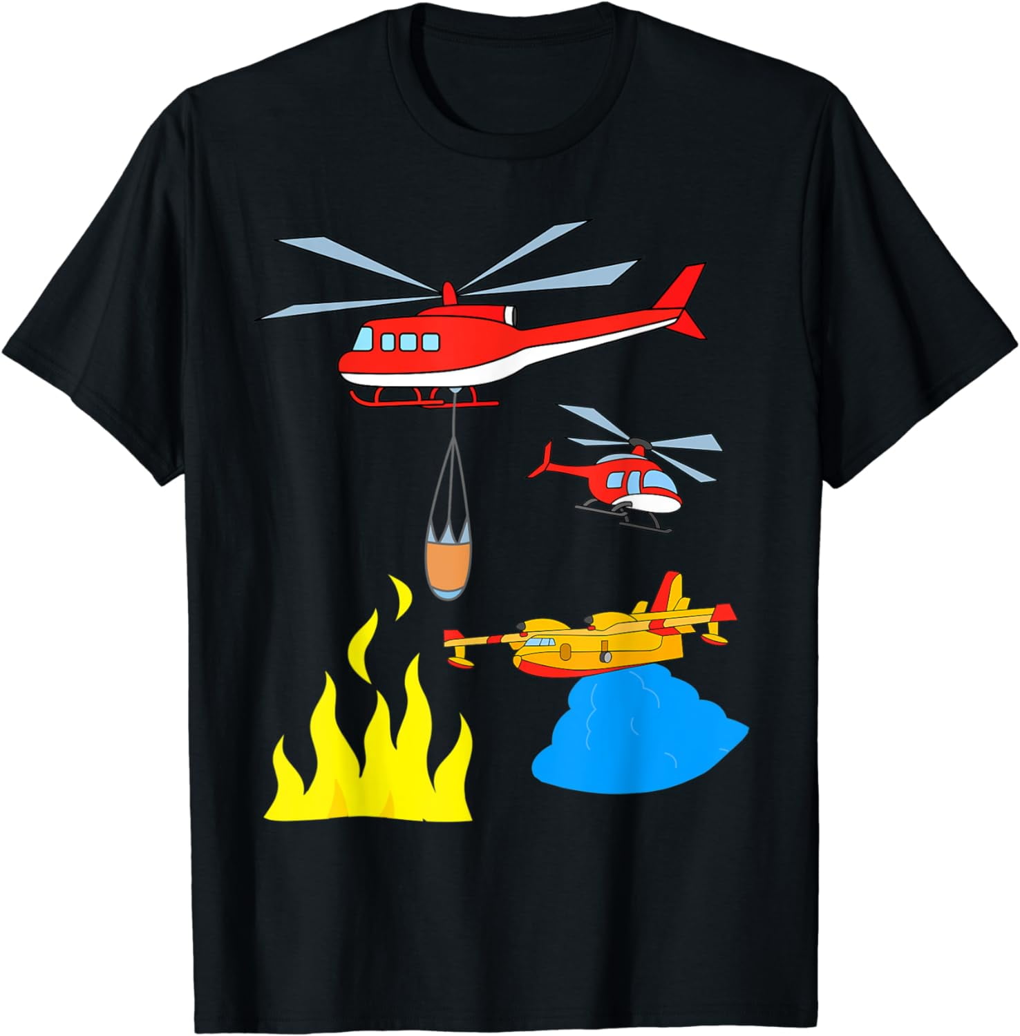 Firefighting Helicopters and Plane Fighting a Fire T-Shirt - Walmart.com
