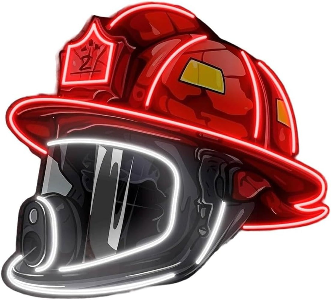 Firefighting Helmet Neon Sign, Pop Art Neon Light USB Powered LED ...
