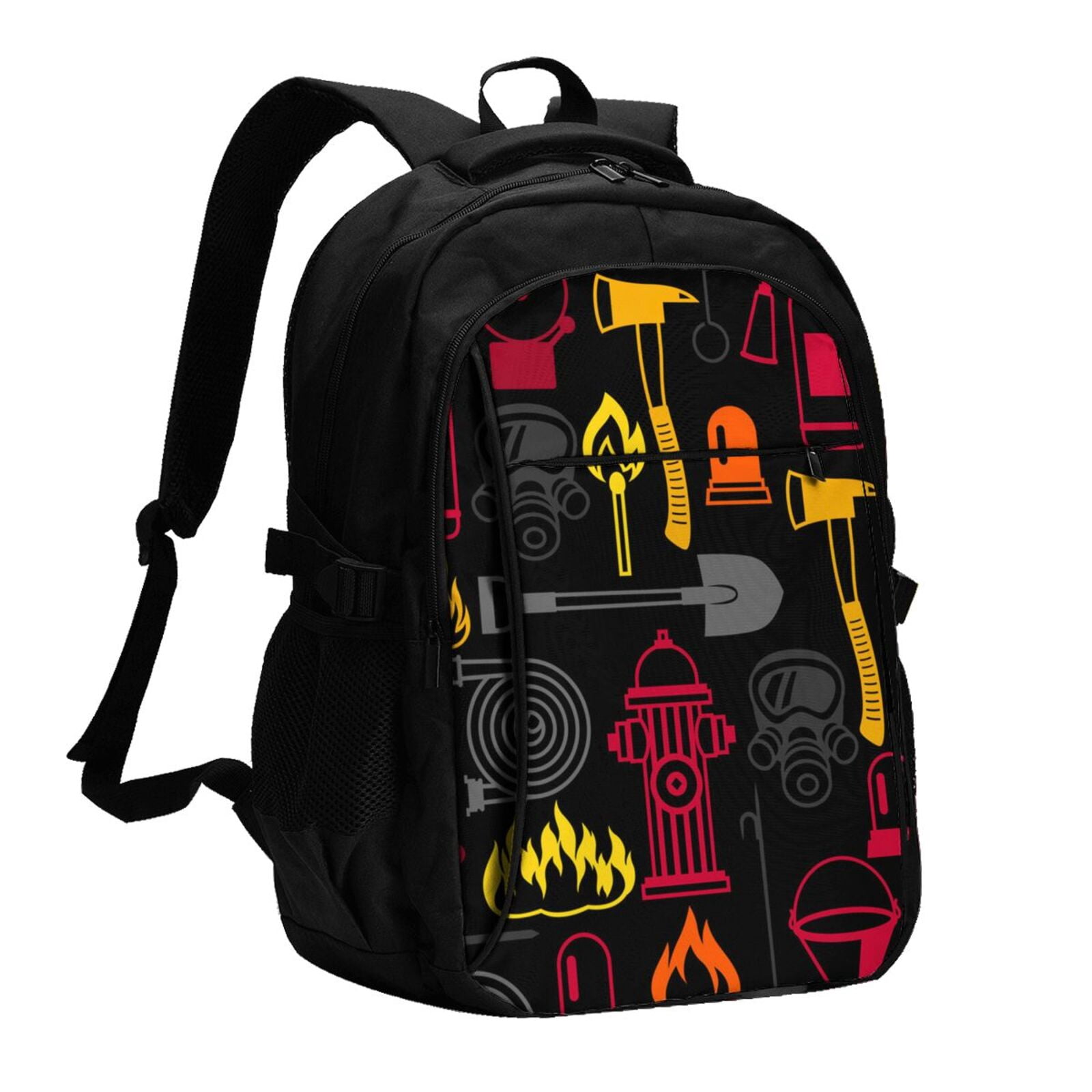 Firefighting Items Fire Firefighter Fighter Laptop Backpack with USB ...