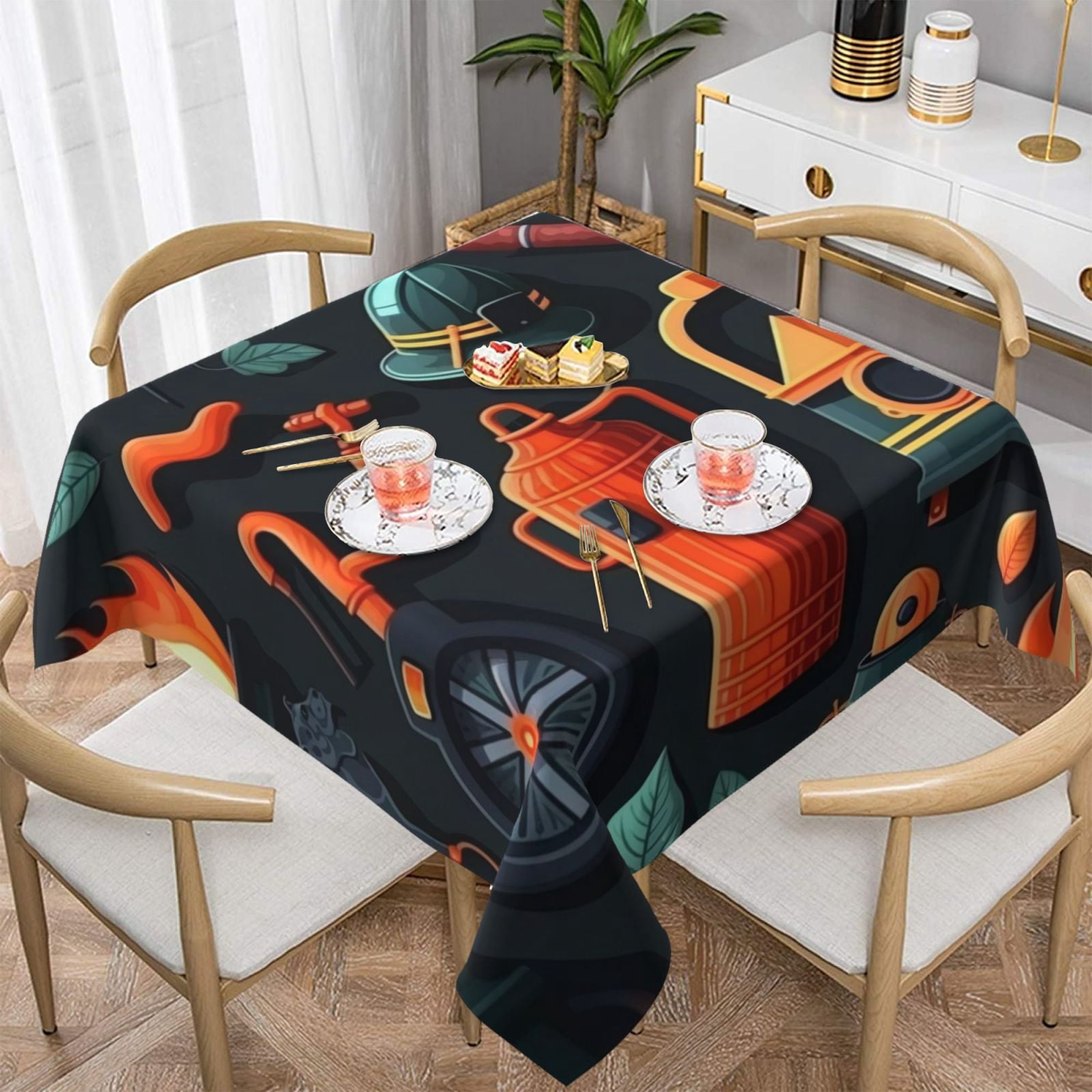Firefighting Items Firefighter Fire Fighter Square Tablecloth 60x60 ...