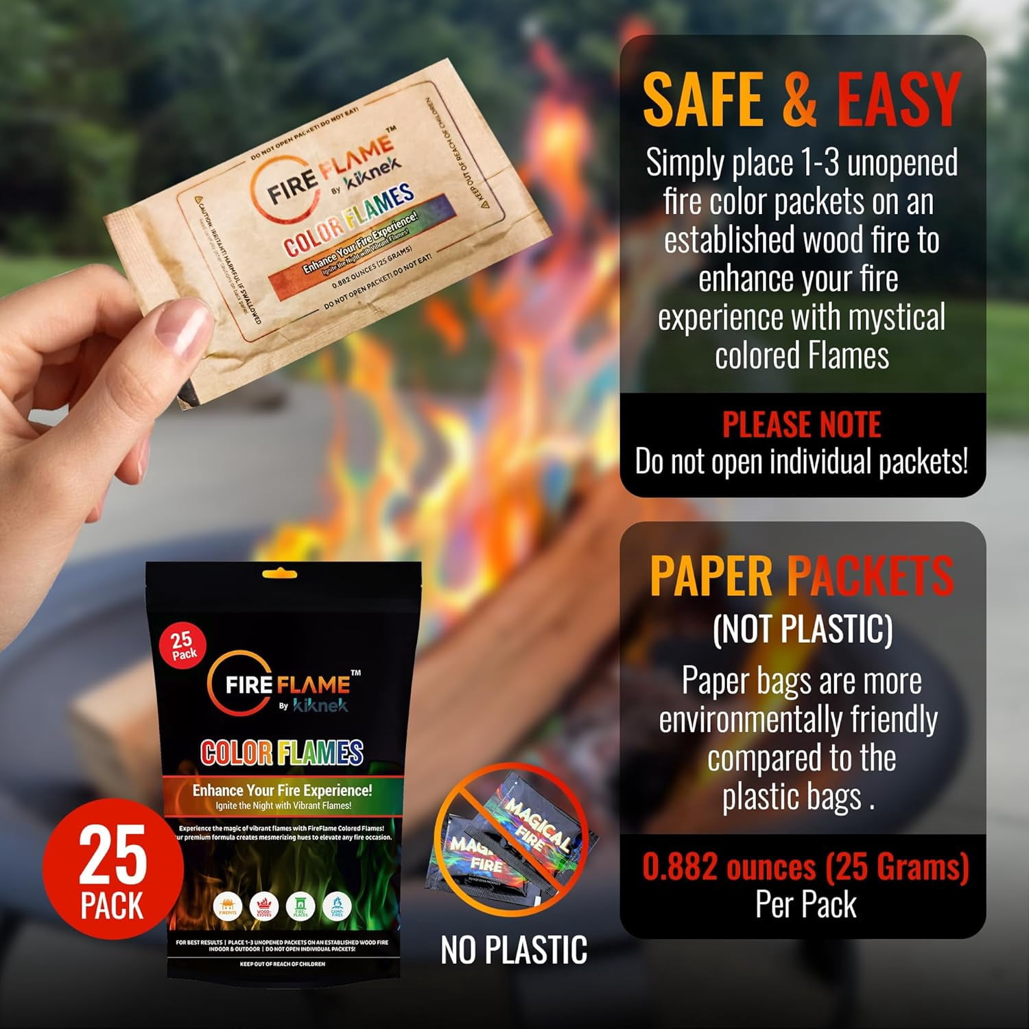 Fireflame Fire Color Changing Packets - Magic Colorful Fire Flames - 60 ...