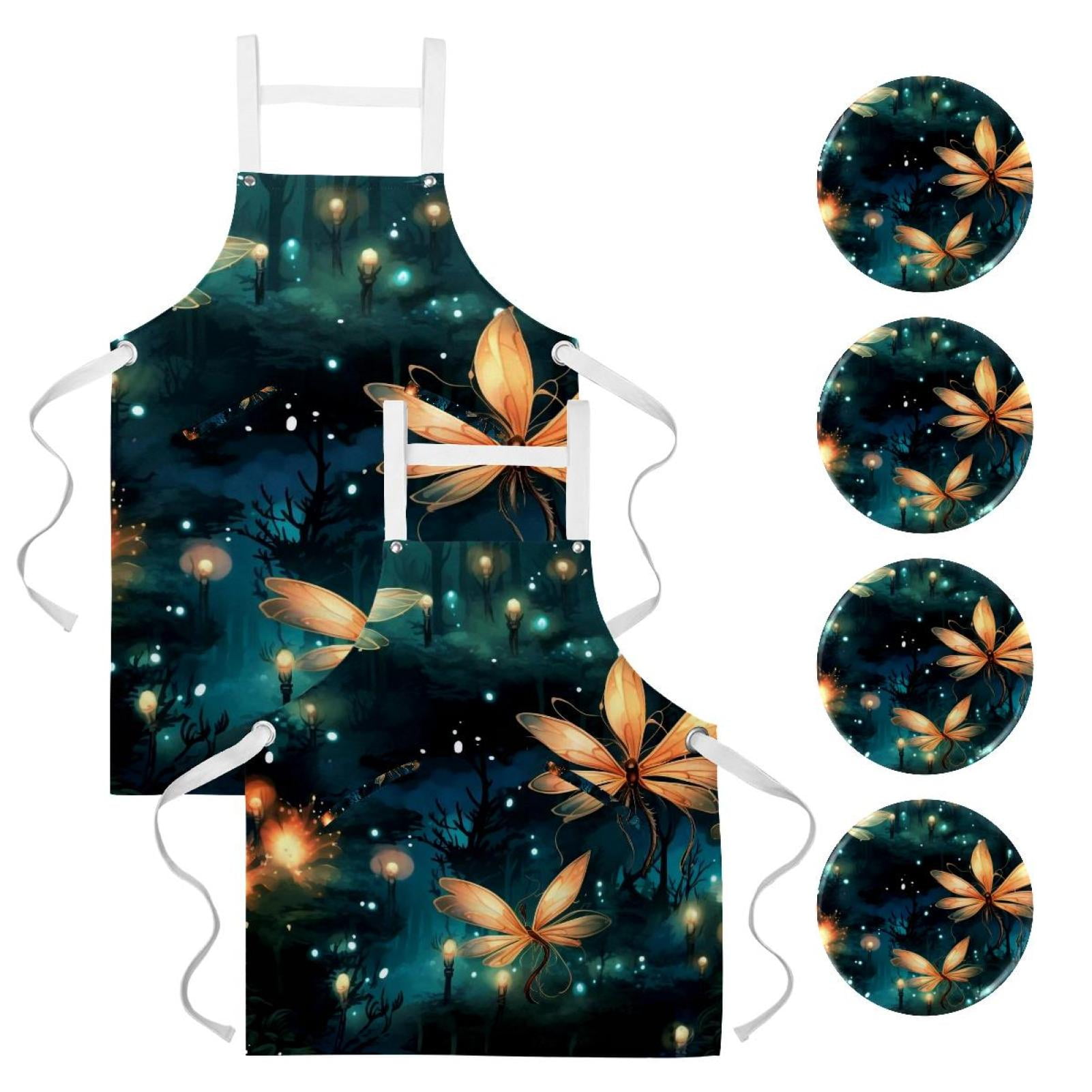 Fireflies Apron Dress Button Art 2 Pack, Waterproof with Pockets and ...