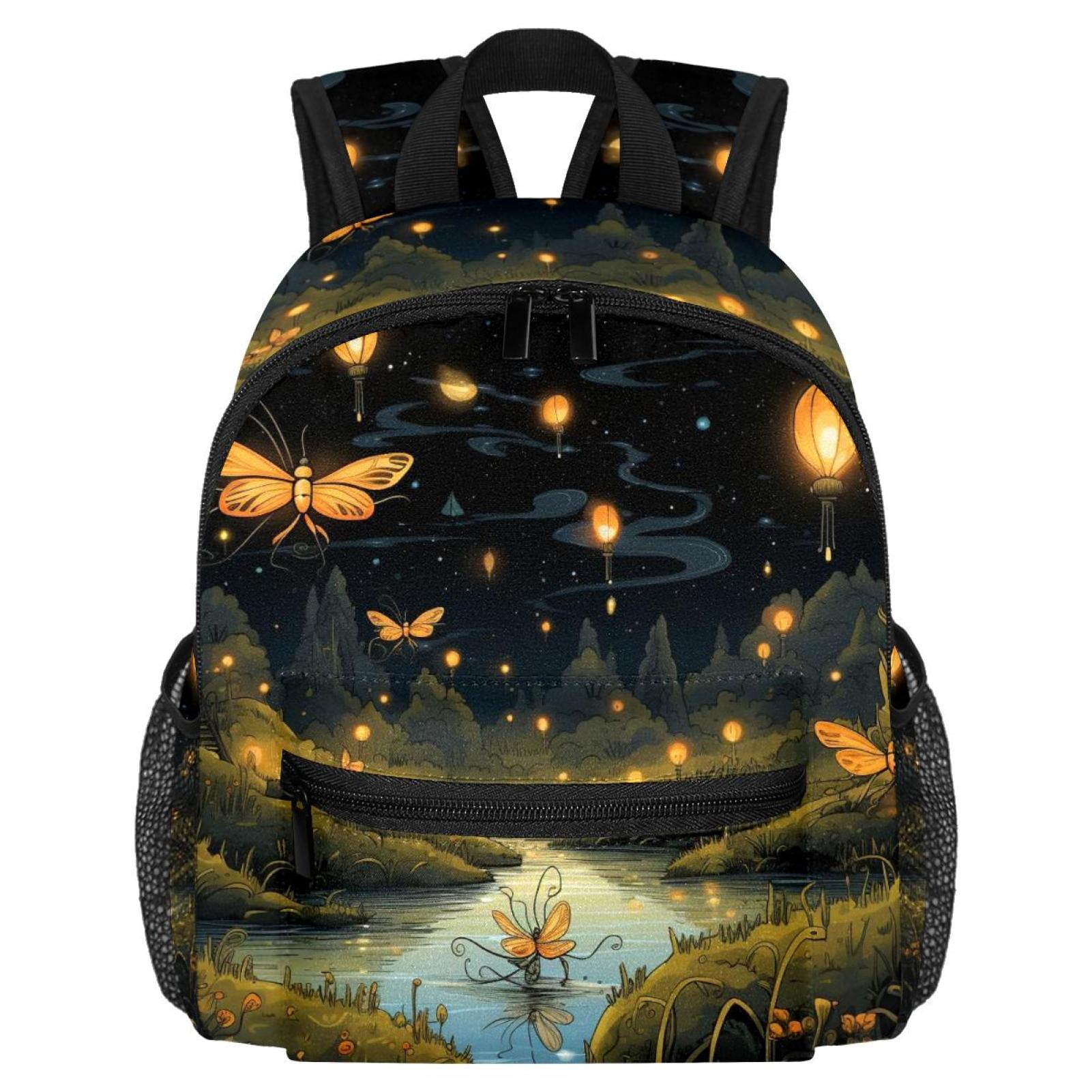 Fireflies Cute Book Bag with Adjustable Shoulder Strap, Large Capacity ...
