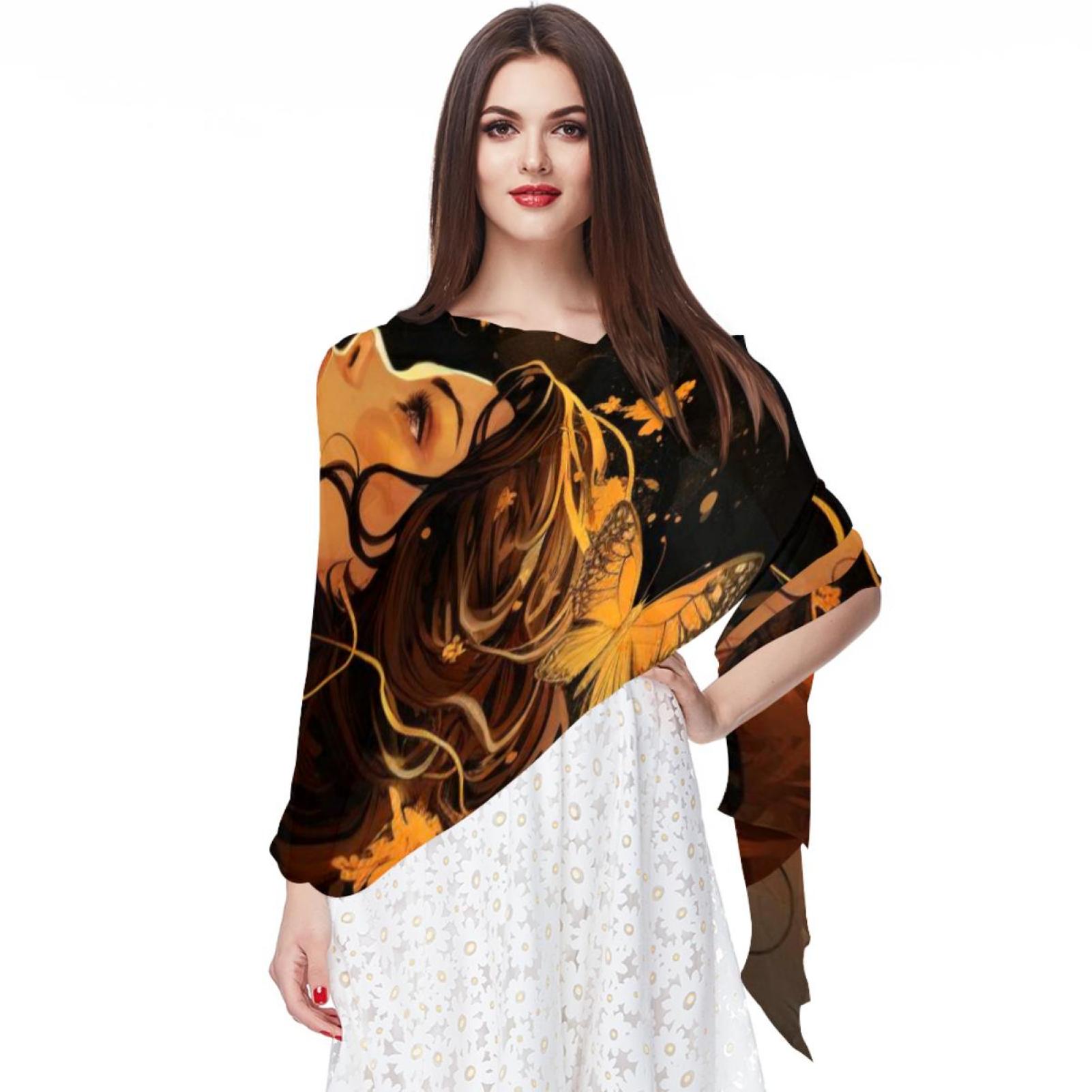 Fireflies Elegant Silk Scarf - Translucent Chiffon Yarn - Lightweight ...